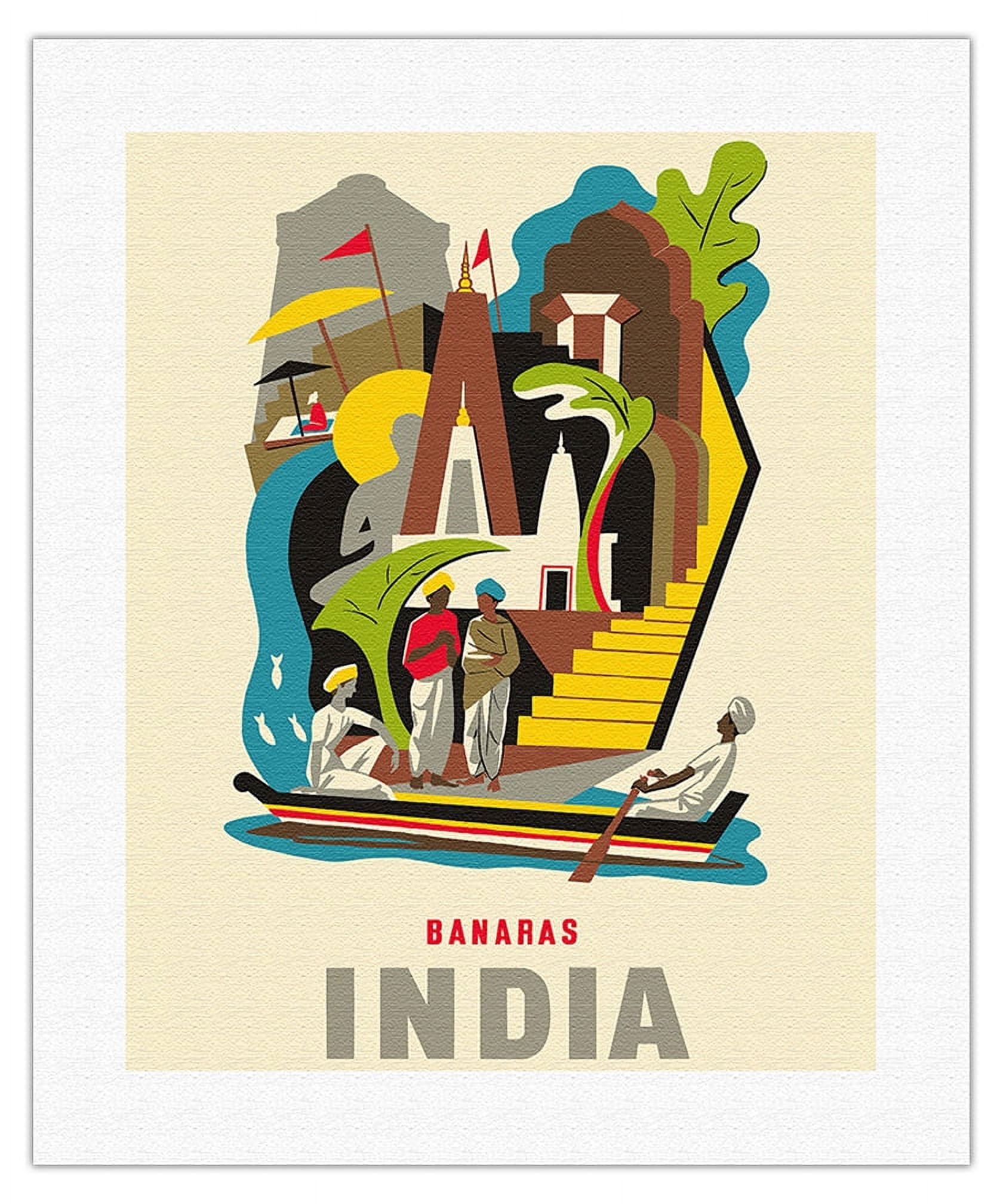 Banaras (Varanasi) - India - Dashashwamedh Ghat Ganges River - Vintage ...