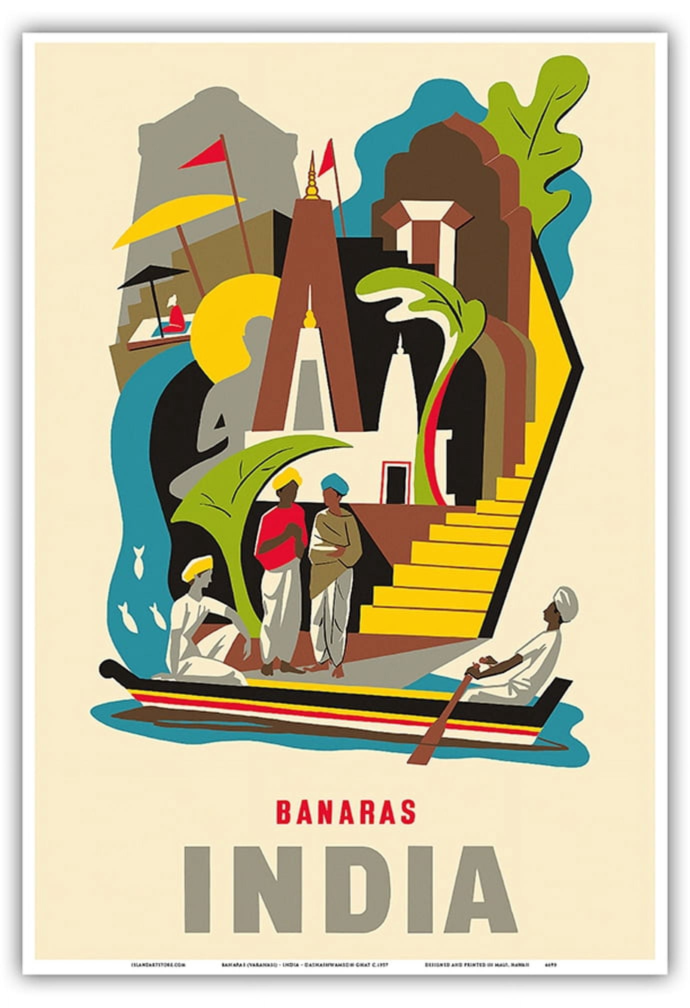Banaras (Varanasi) - India - Dashashwamedh Ghat Ganges River - Vintage ...