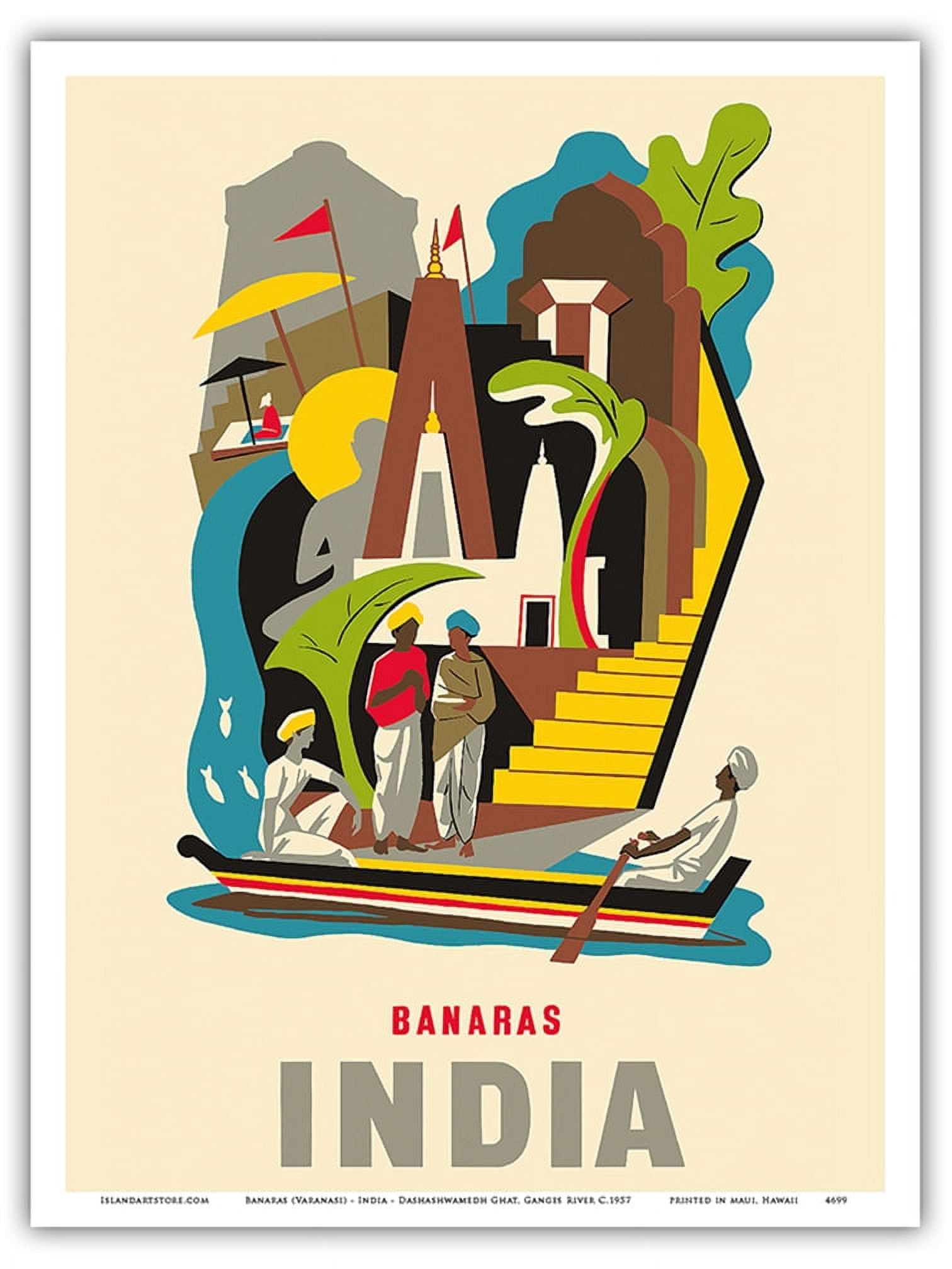 Banaras (Varanasi) - India - Dashashwamedh Ghat Ganges River - Vintage ...
