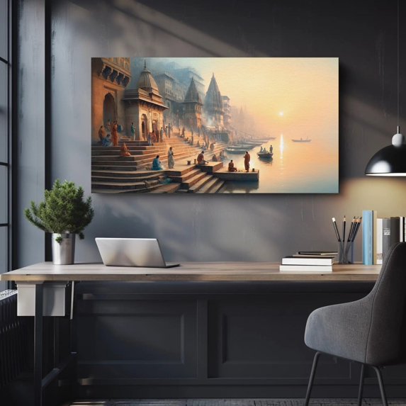 Banaras Wall Art, Canvas Painting, Framed Print, Indian Cultural Hindu ...