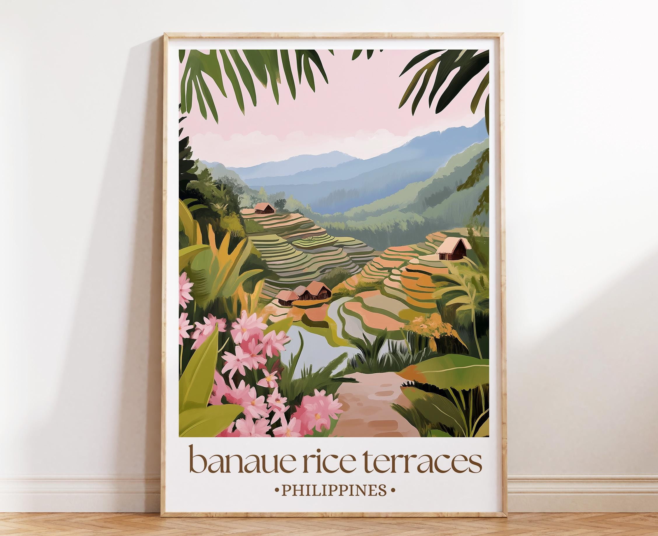 Banaue Rice Terraces Print Philippines Travel Poster Illustrated ...