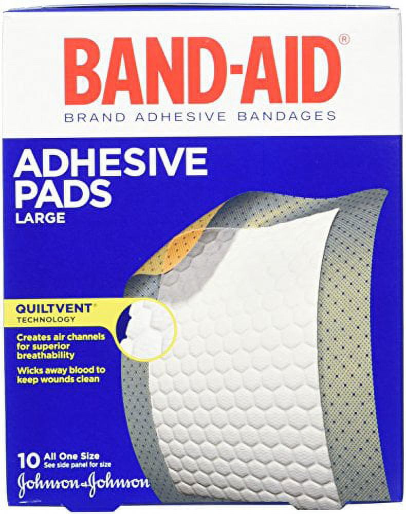 Band-Aid Adhesive Bandages, Large Adhesive Pads, 10 Count - Walmart.com