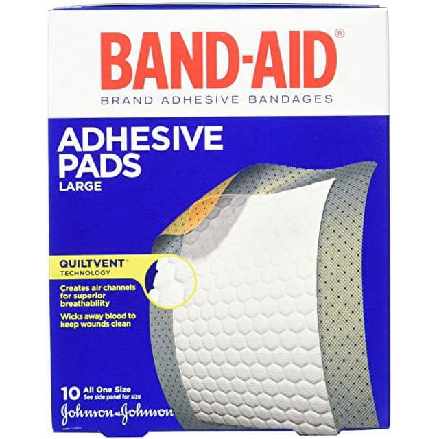 Band-Aid Adhesive Bandages, Large Adhesive Pads, 10 Count - Walmart ...