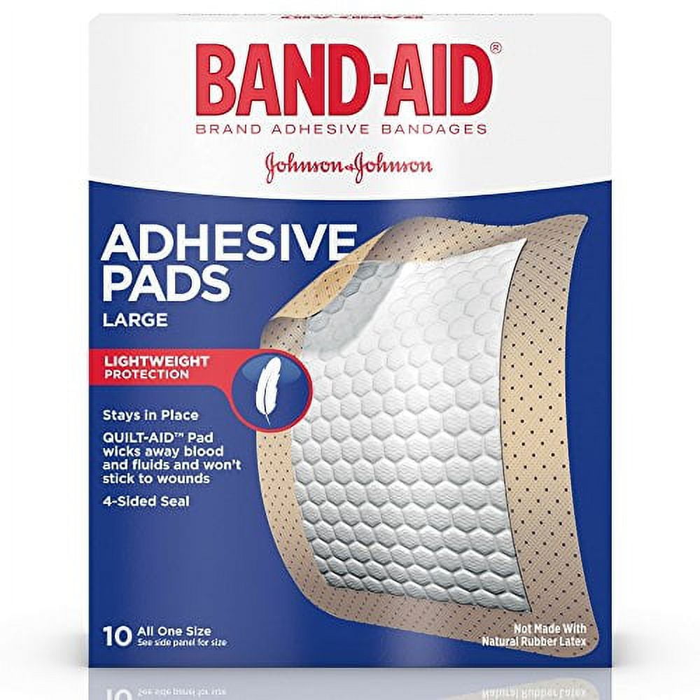 Band-Aid Adhesive Bandages, Large Adhesive Pads, 10 Count - Walmart.com