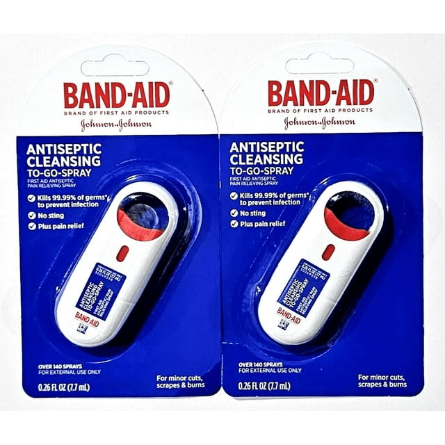 Band Aid Antiseptic Cleansing To Go Spray For Cuts Scrapes, (2 Pack ...