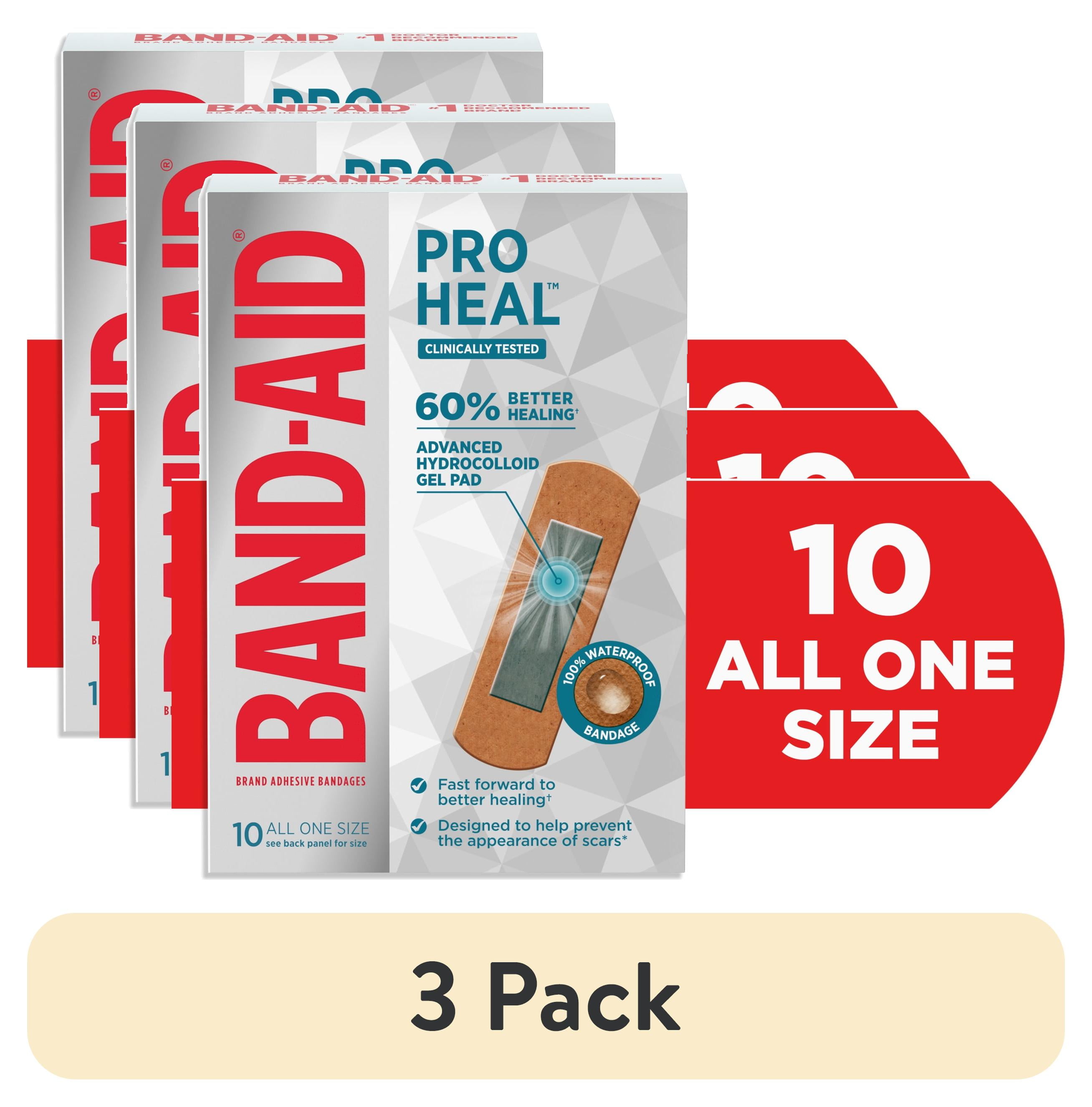 (3 pack) Band-Aid Brand All One Size Pro Heal Bandages, Hydrocolloid ...