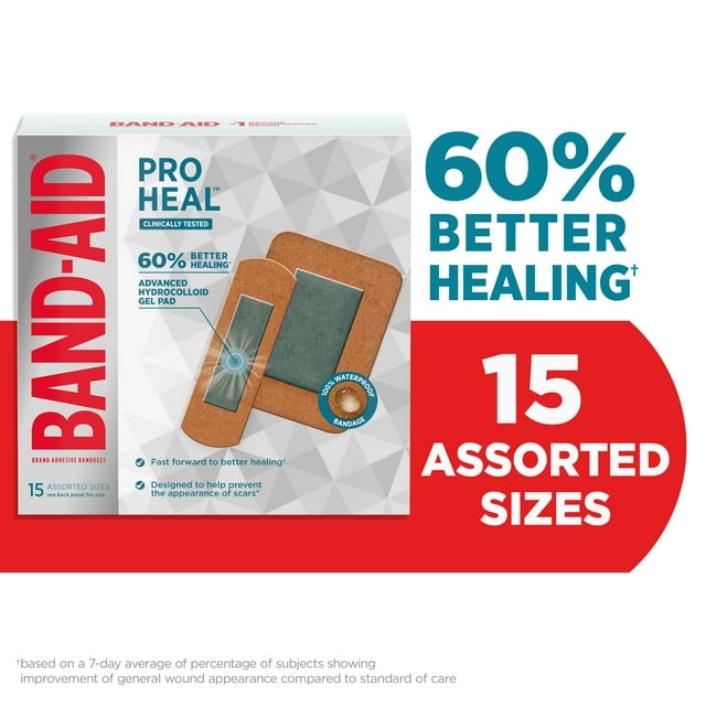 Band-Aid Brand Assorted Pro Heal Bandages, Hydrocolloid Pad, 15 Ct ...