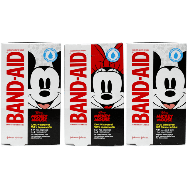 Band-Aid Brand Bandages for Kids, Disney Mickey, All One Size, 15 ct ...