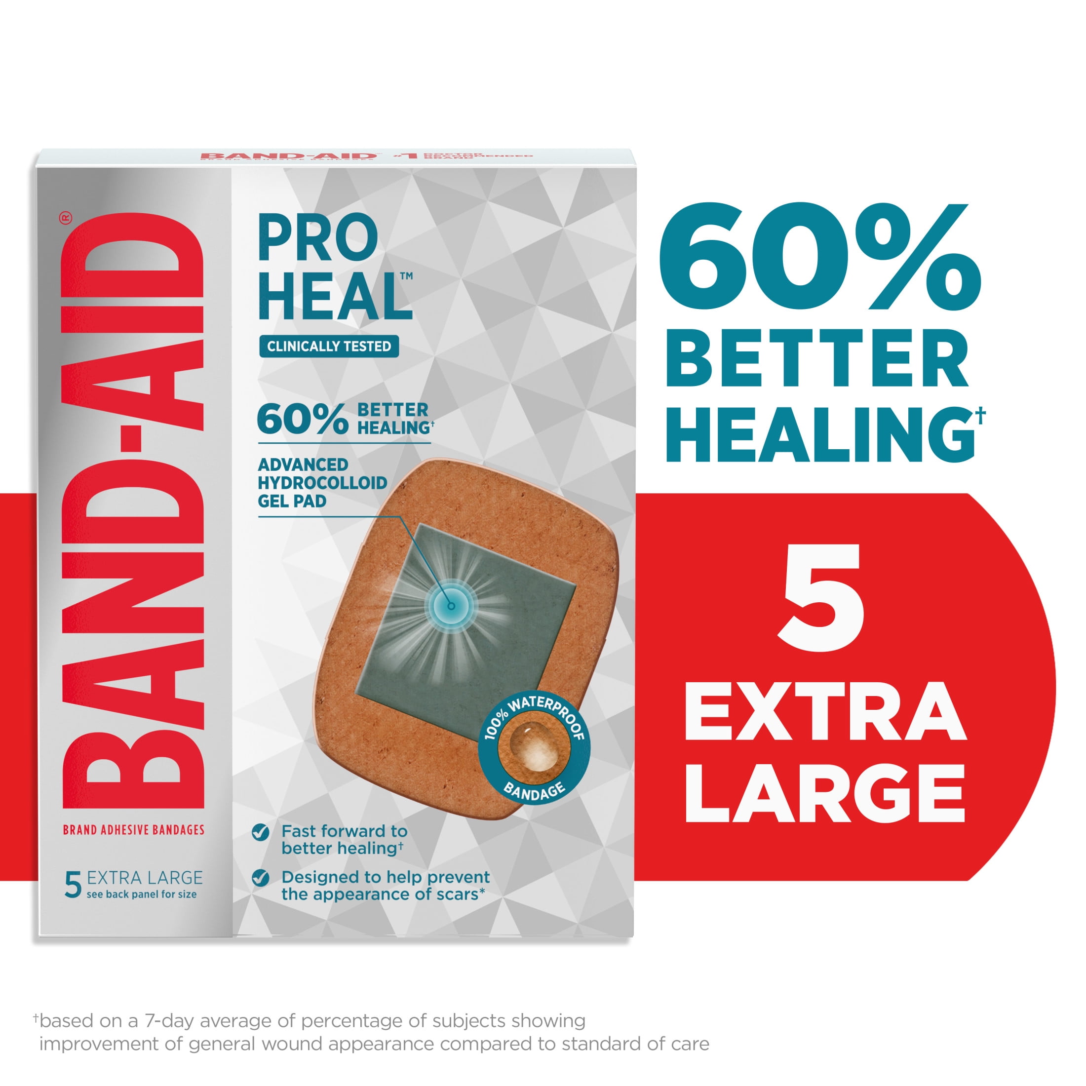 Band Aid Brand Extra Large Pro Heal Bandages Hydrocolloid Pads 5 Ct Walmart