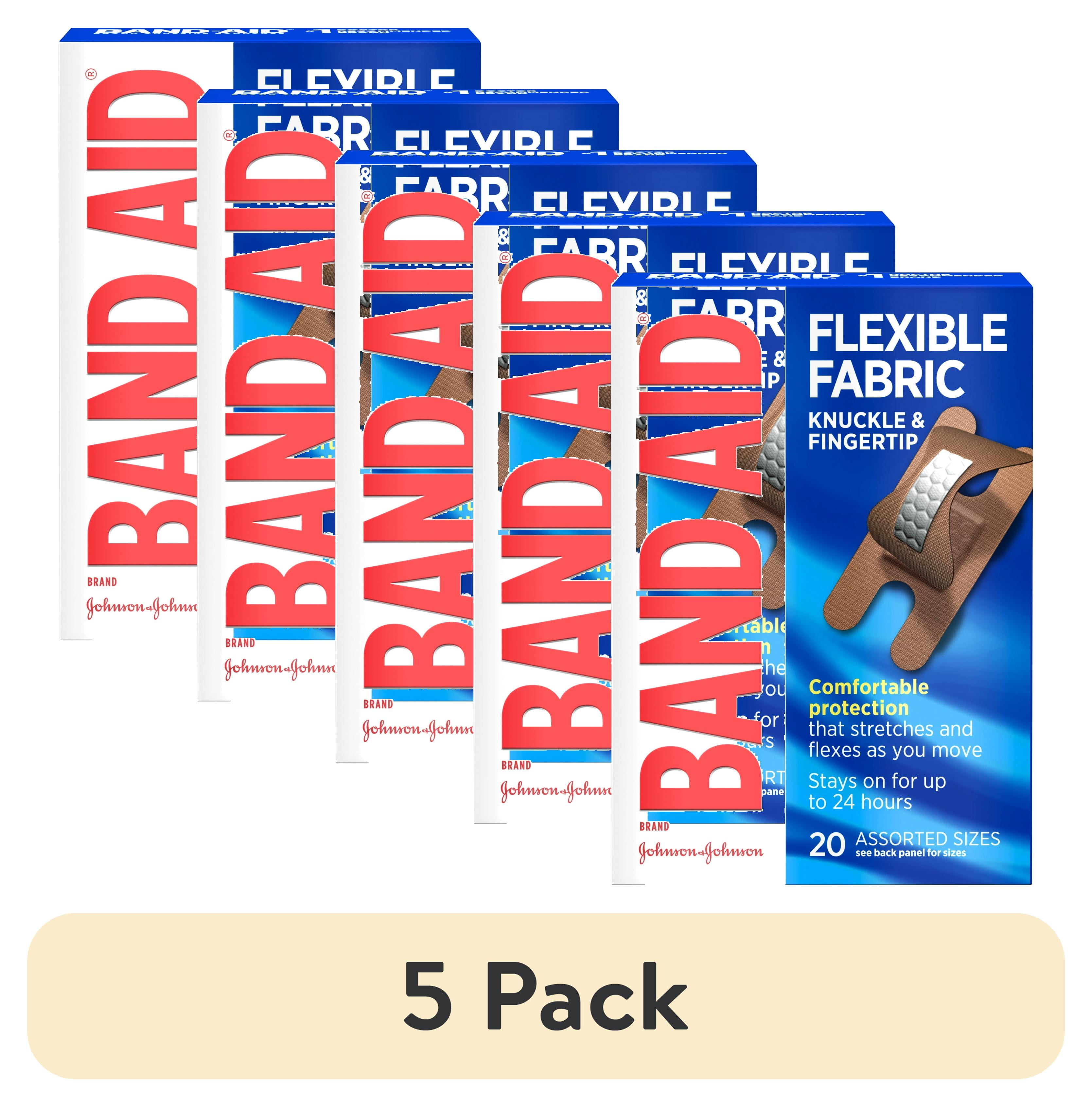 (5 pack) Band-Aid Brand Fabric Adhesive Bandages, Finger & Knuckle, 20 ...