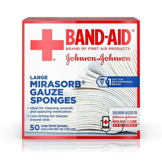 Band Aid Brand First Aid Products Tru-Absorb Gauze Sponges for Cleaning ...
