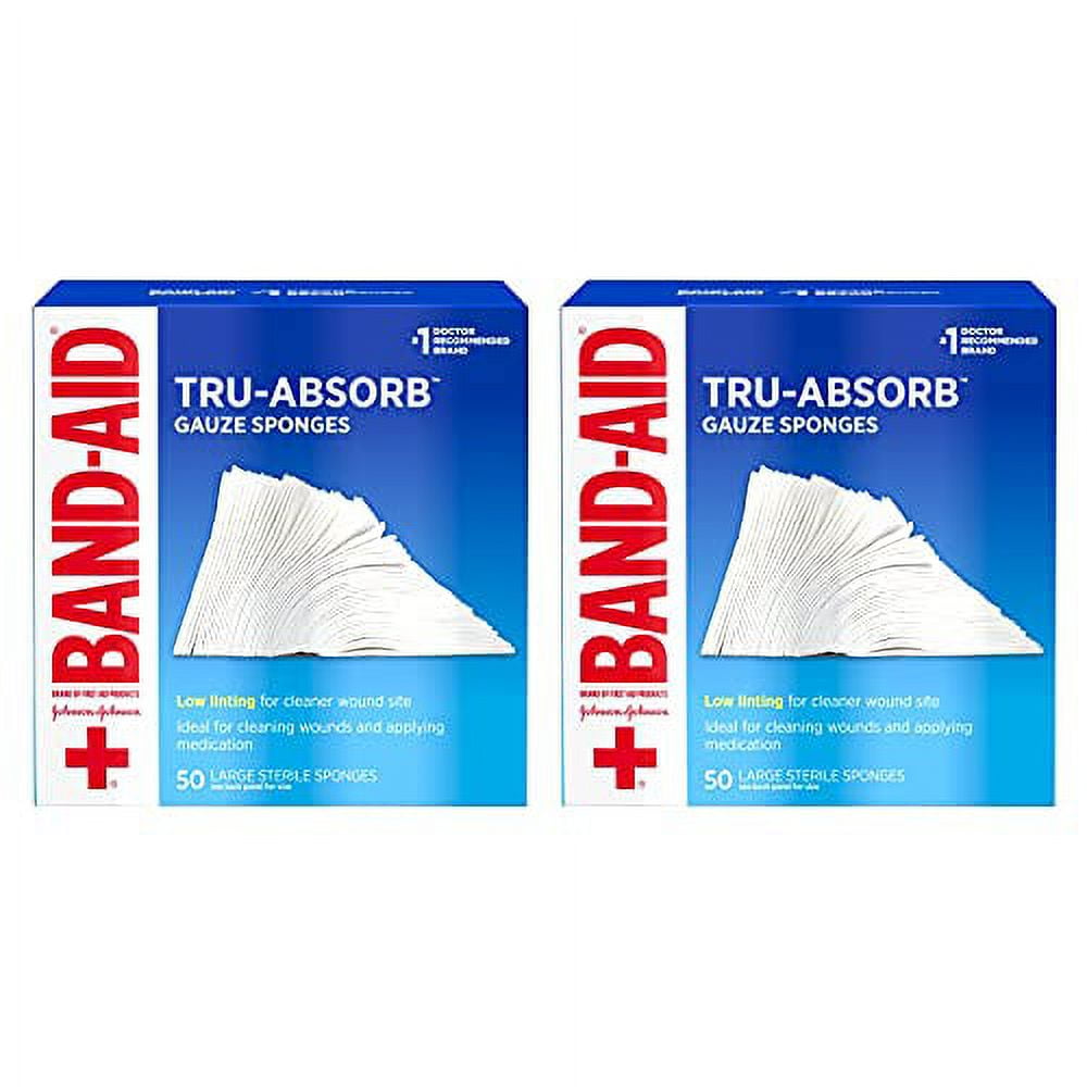 Band Aid Brand First .. Aid Tru-Absorb Gauze Sponges, .. 4" X 4", 50 ...