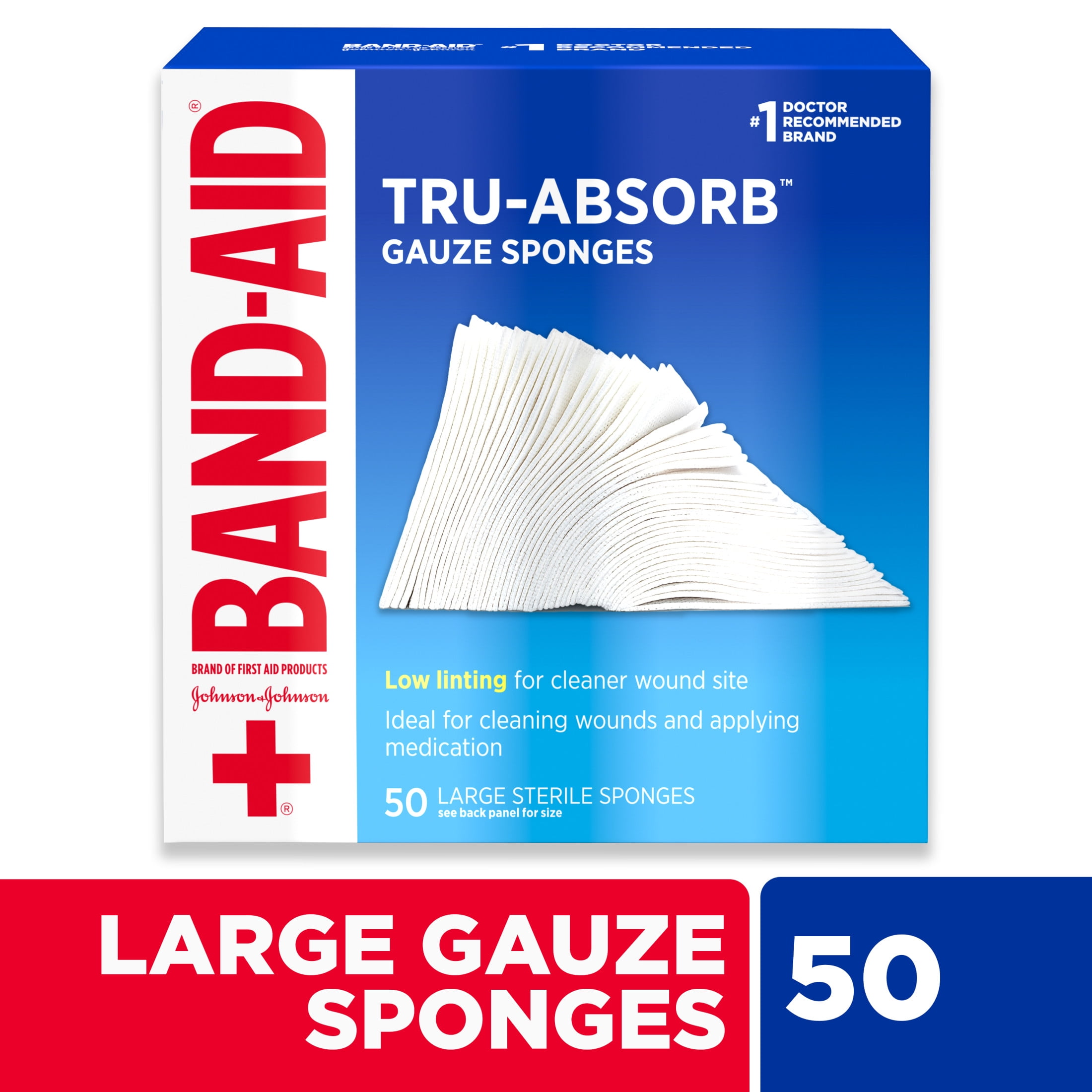Band Aid Brand First Aid Tru-Absorb Gauze Sponges, 4 in x 4 in, 50 Ct ...