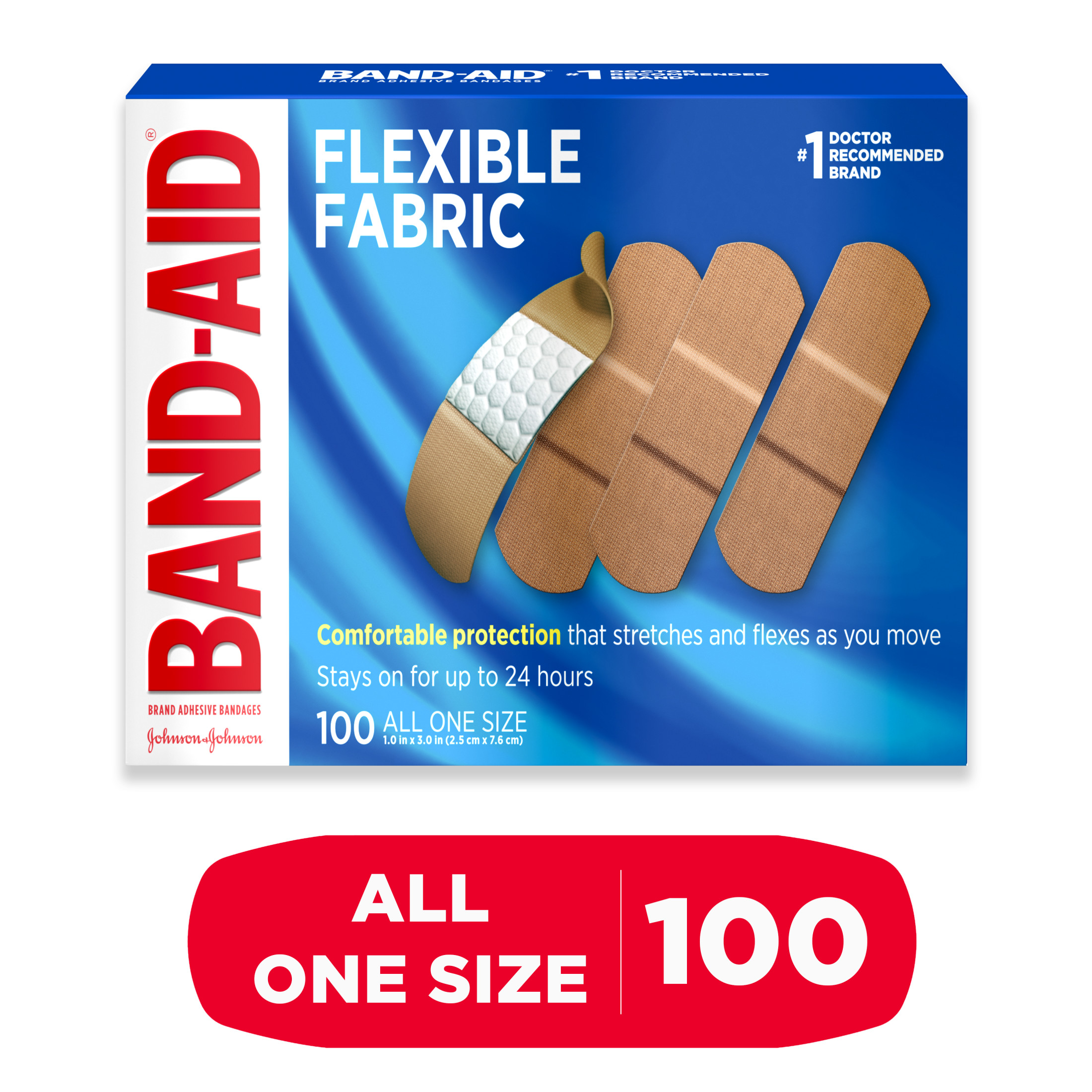 Band-Aid Brand Flexible Fabric Adhesive Bandages, Assorted, 100 Ct ...