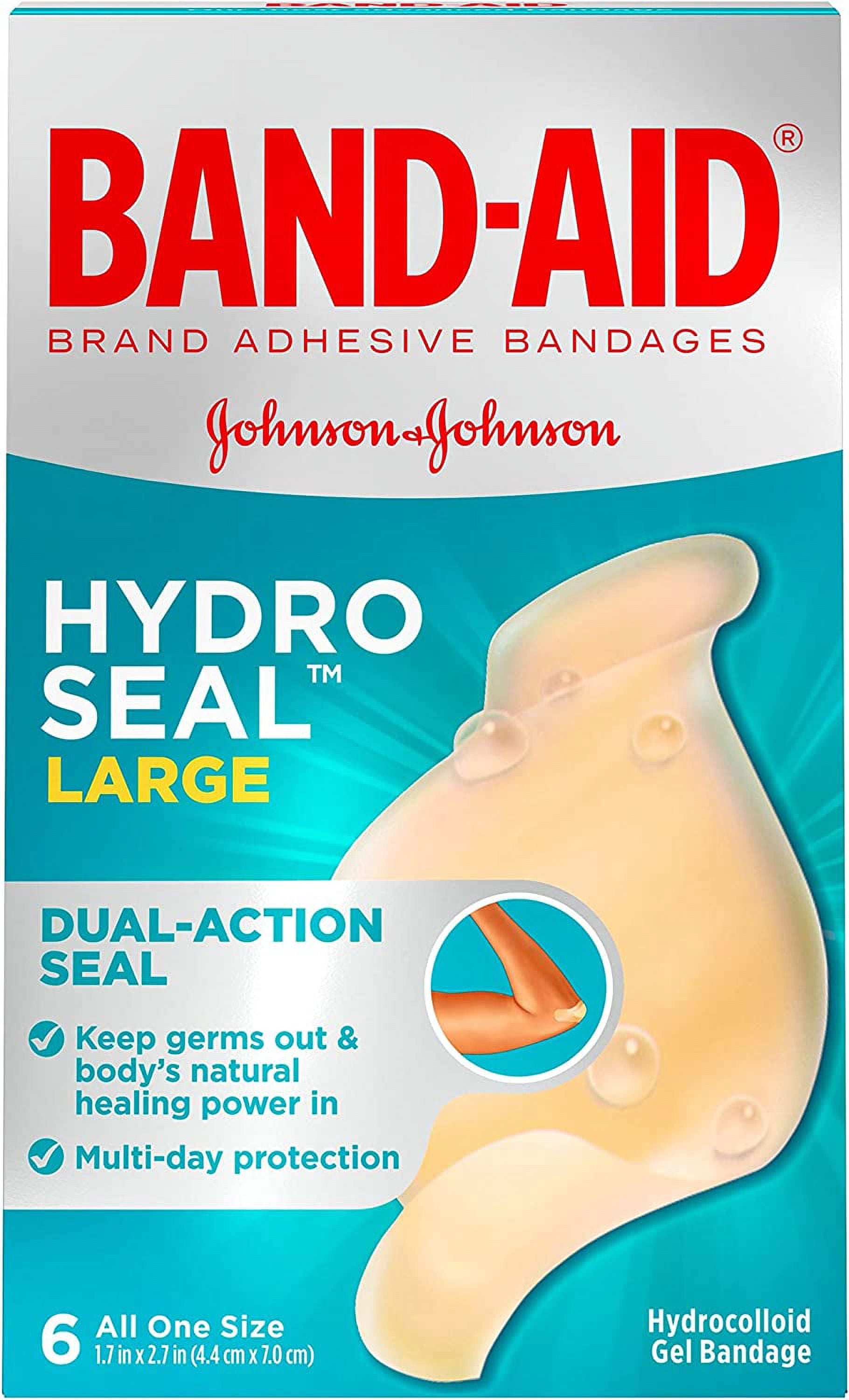 BAND-AID Hydro Seal Large Waterproof Adhesive Bandages for Wound Care ...