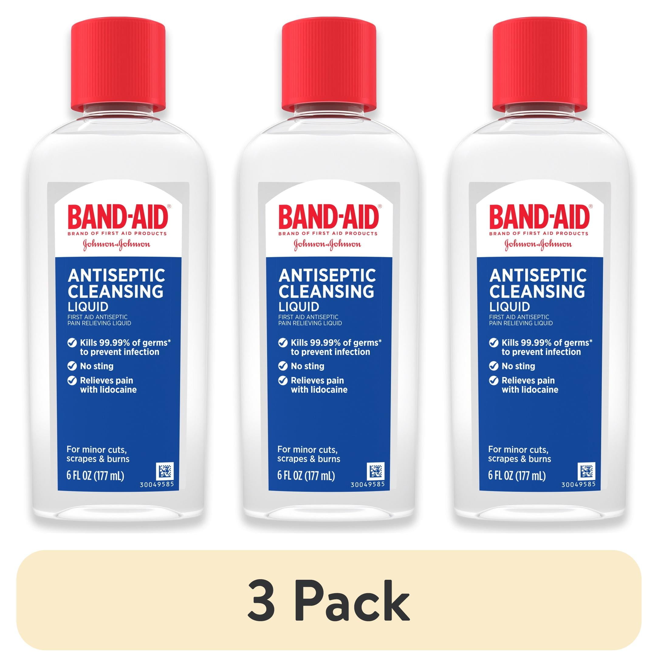 (3 pack) Band-Aid Brand Pain Relieving Antiseptic Cleansing Liquid, 6 ...