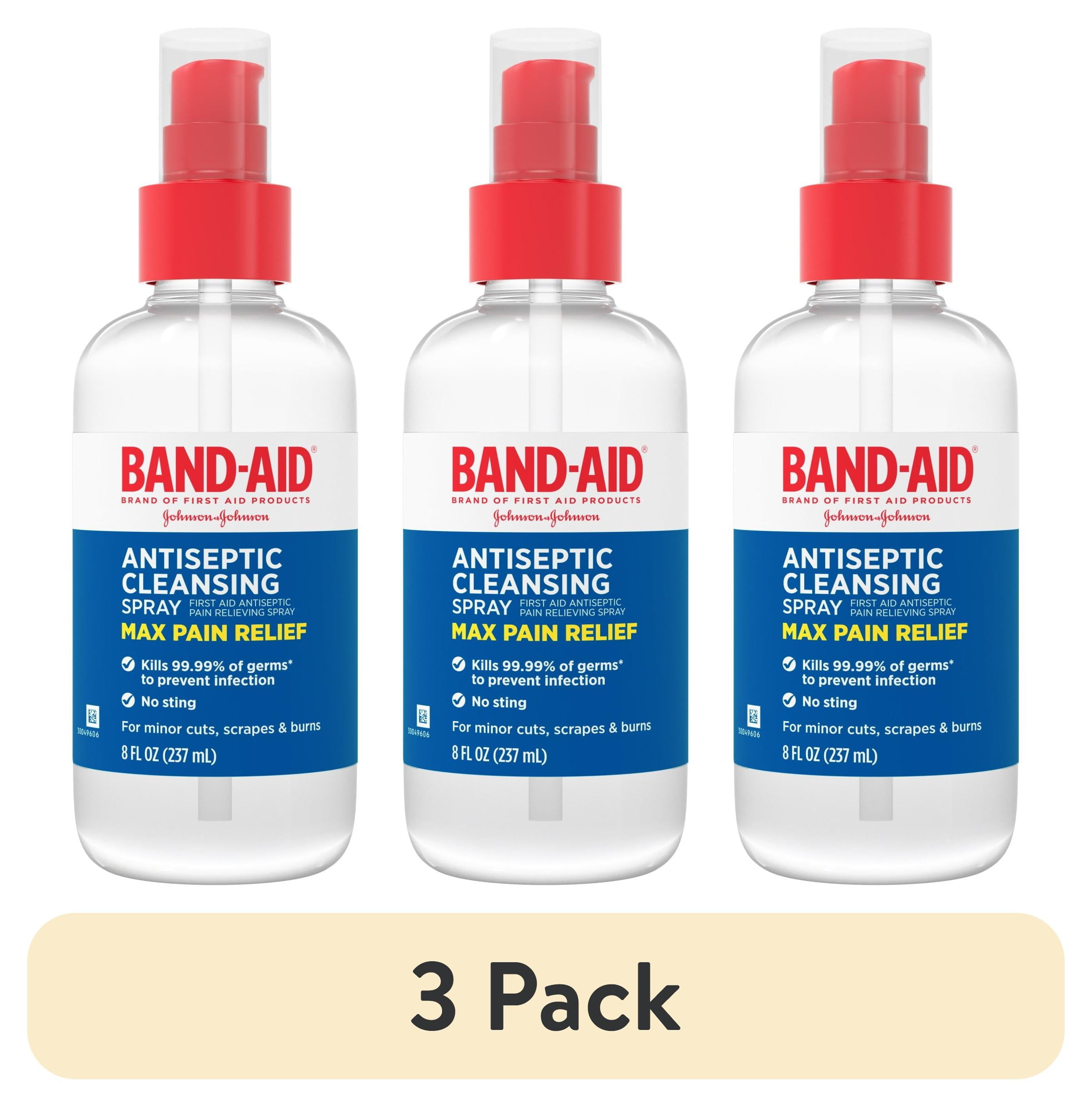 (3 pack) Band-Aid Brand Pain Relieving Antiseptic Cleansing Spray, 8 fl ...
