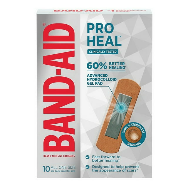 Band Aid Brand Pro Heal Adhesive Bandages with Hydrocolloid Gel Pads ...