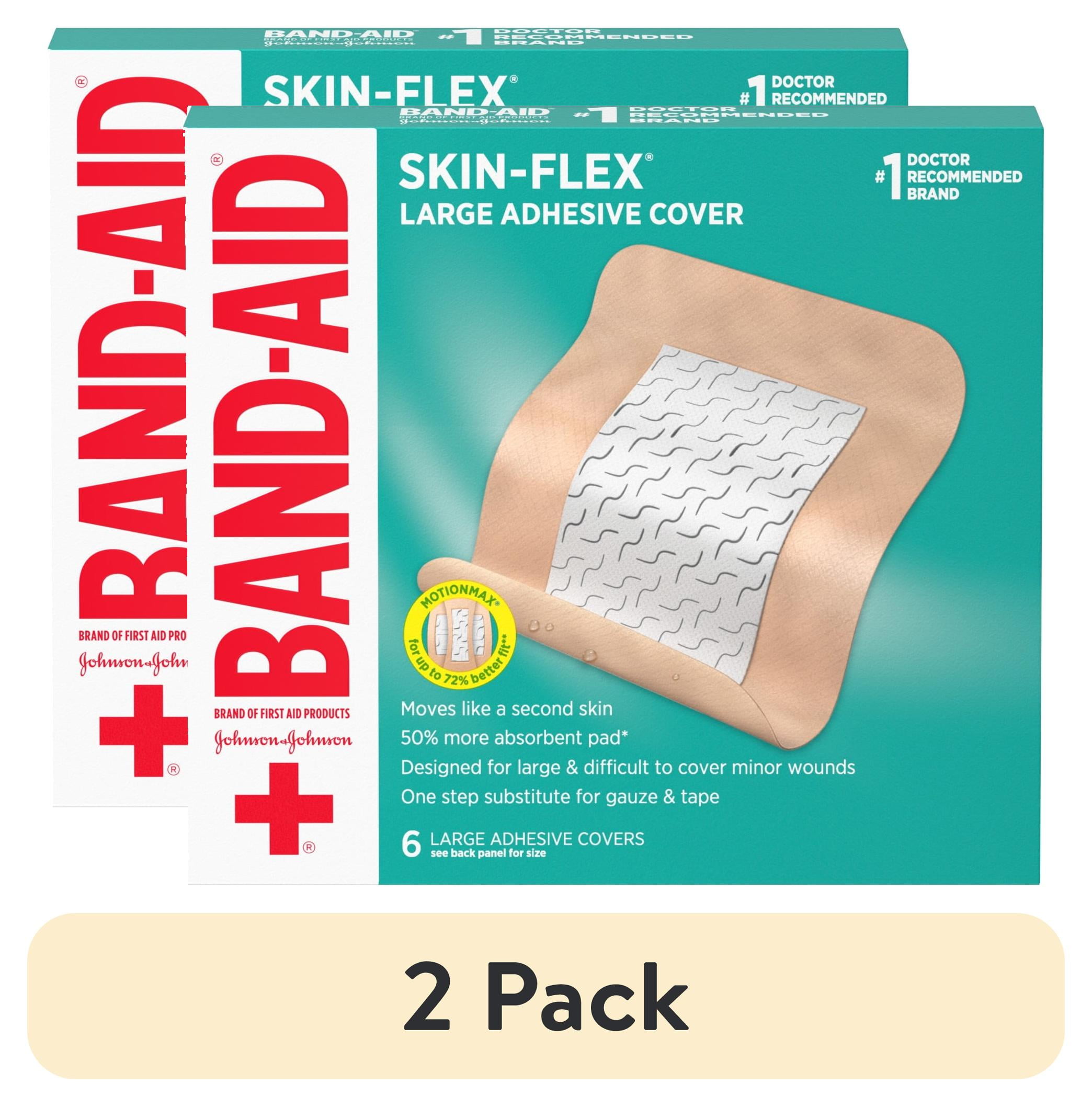 (2 pack) Band-Aid Brand Skin-Flex Adhesive Flexible Wound Covers, Large ...