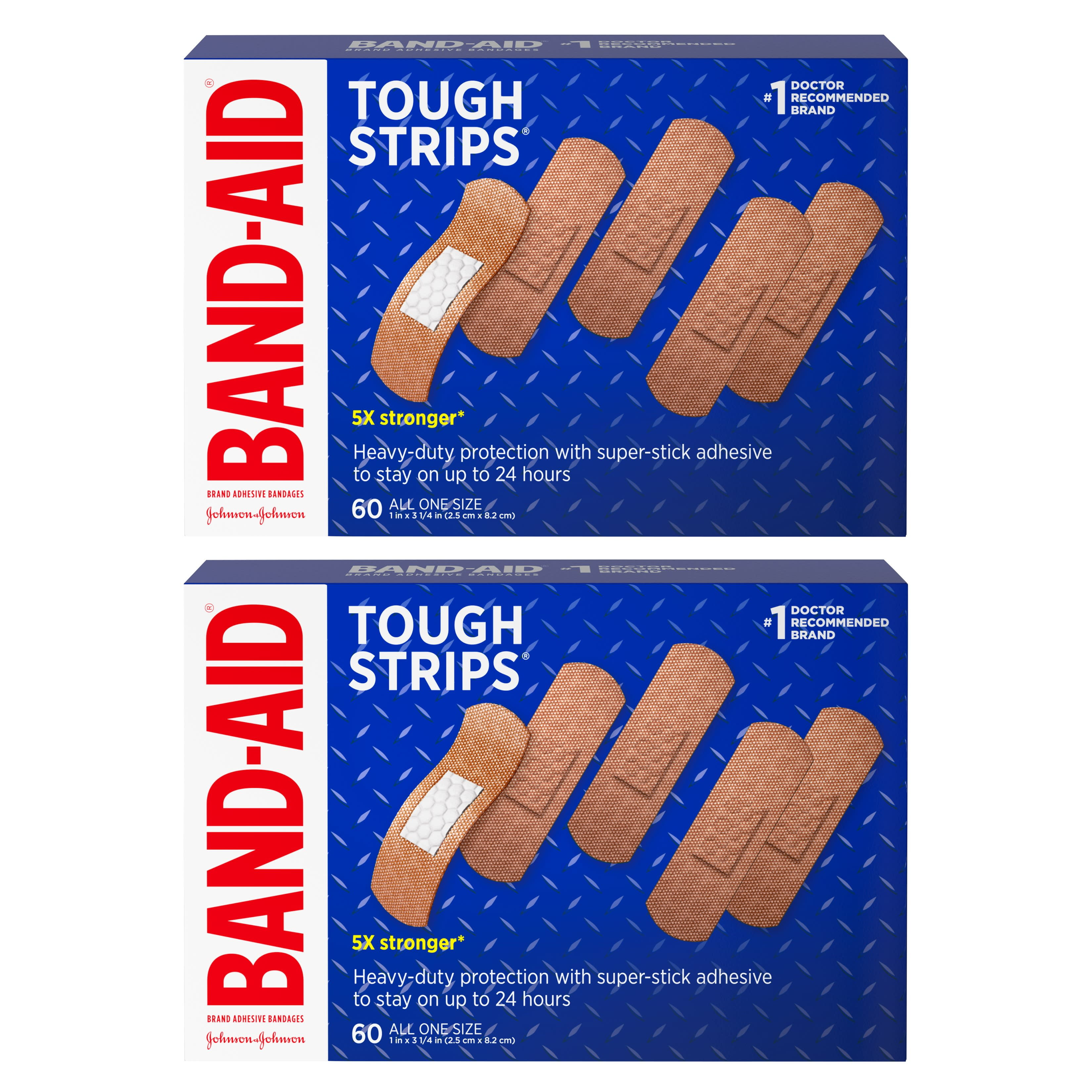 Band-Aid Brand Tough Strips Adhesive Bandage, All One Size, 2 x 60 ct ...
