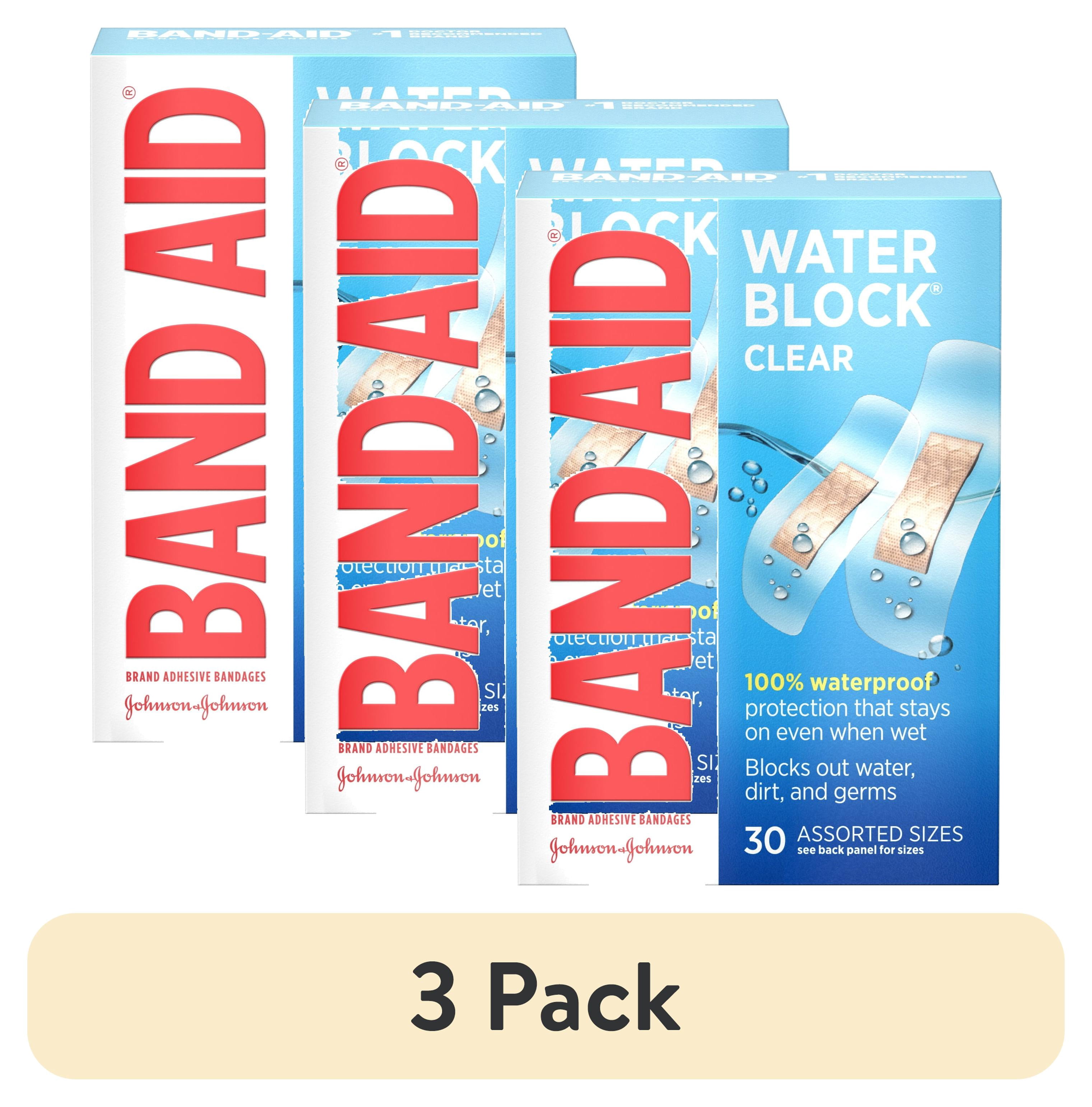 (3 pack) Band-Aid Brand Water Block Clear Waterproof Adhesive Bandages ...
