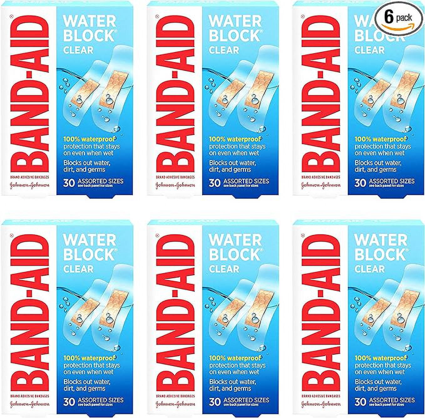 Band-Aid Brand Water Block Clear Waterproof Sterile Adhesive Bandages ...