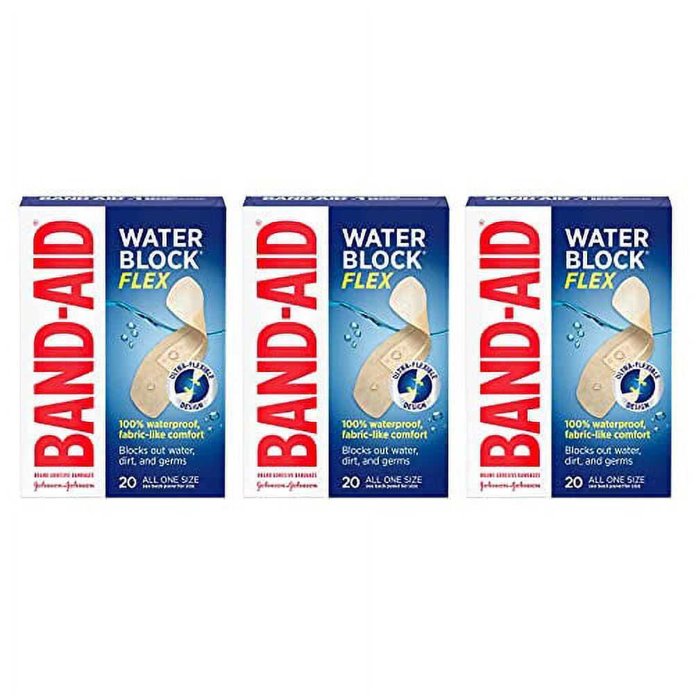 Band-Aid Brand Water Block Flex 100% Waterproof Adhesive Bandages for ...