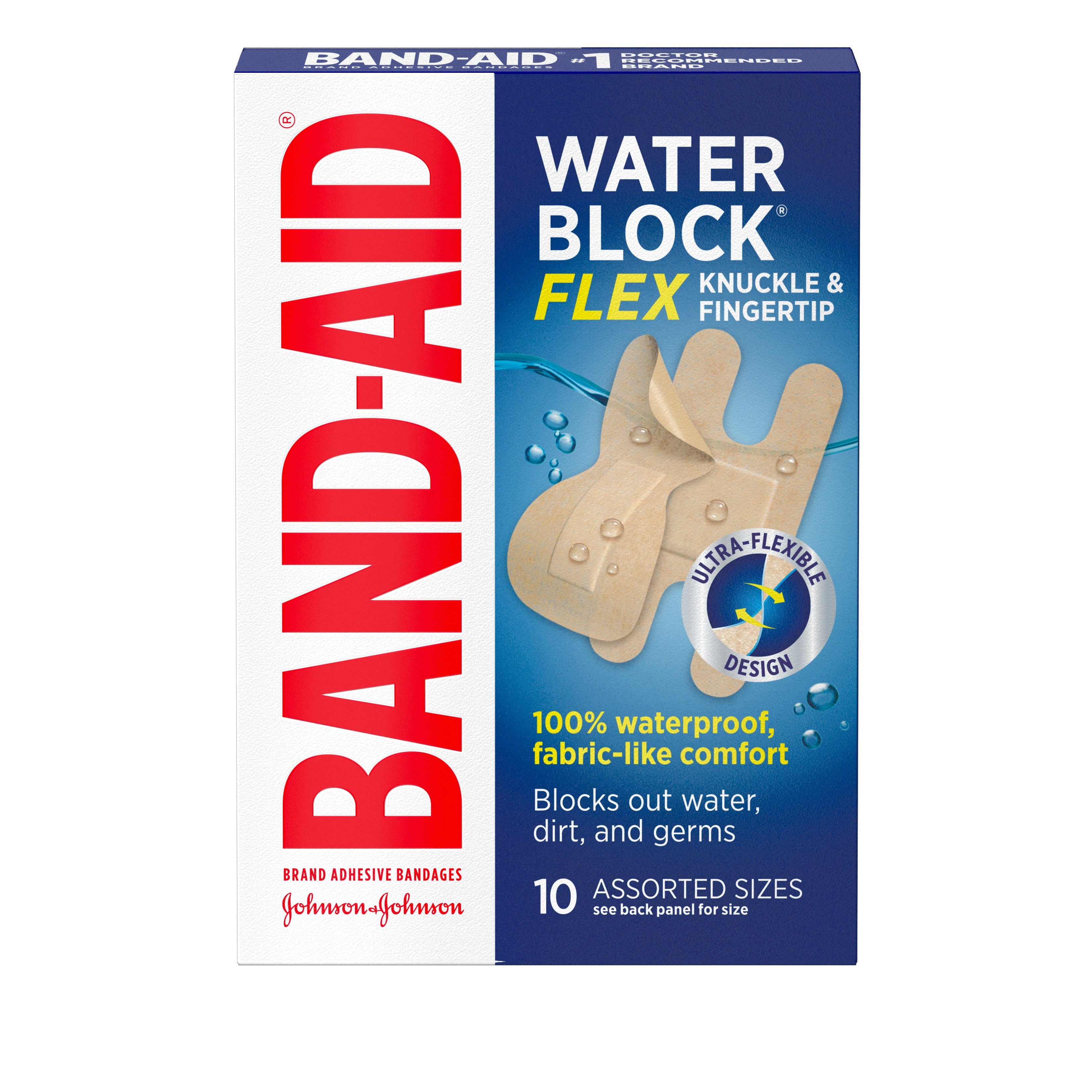 Band-Aid Brand Water Block Flex Finger Bandages, Assorted, 10 ct (Pack ...