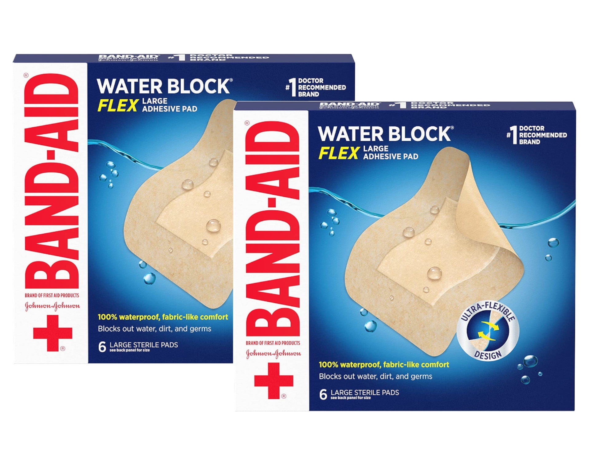 Band-Aid Brand Water Block Flex Large Adhesive Bandages, Waterproof ...