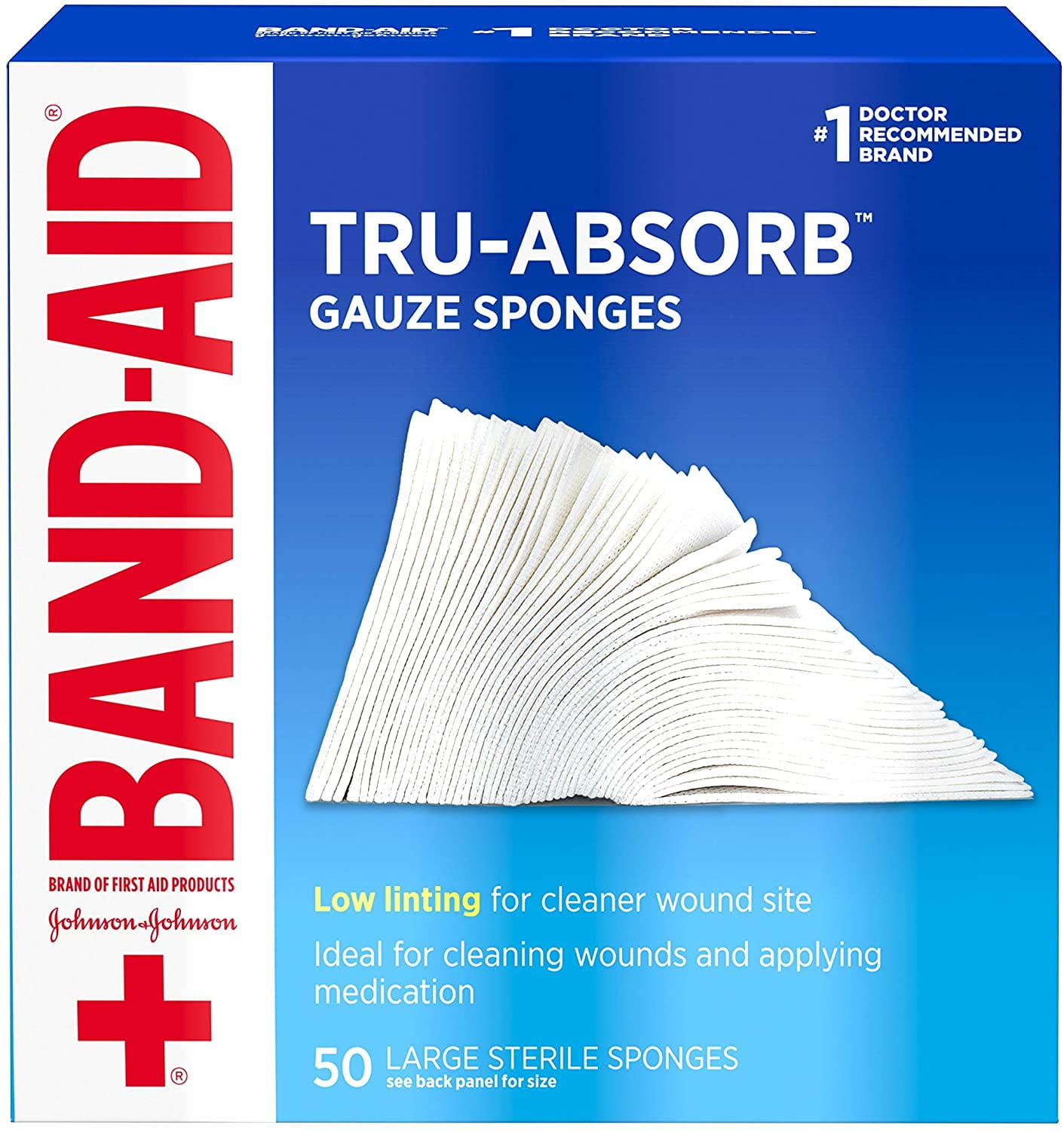 Band Aid First Aid Products Tru-Absorb Sterile Gauze Sponges for ...