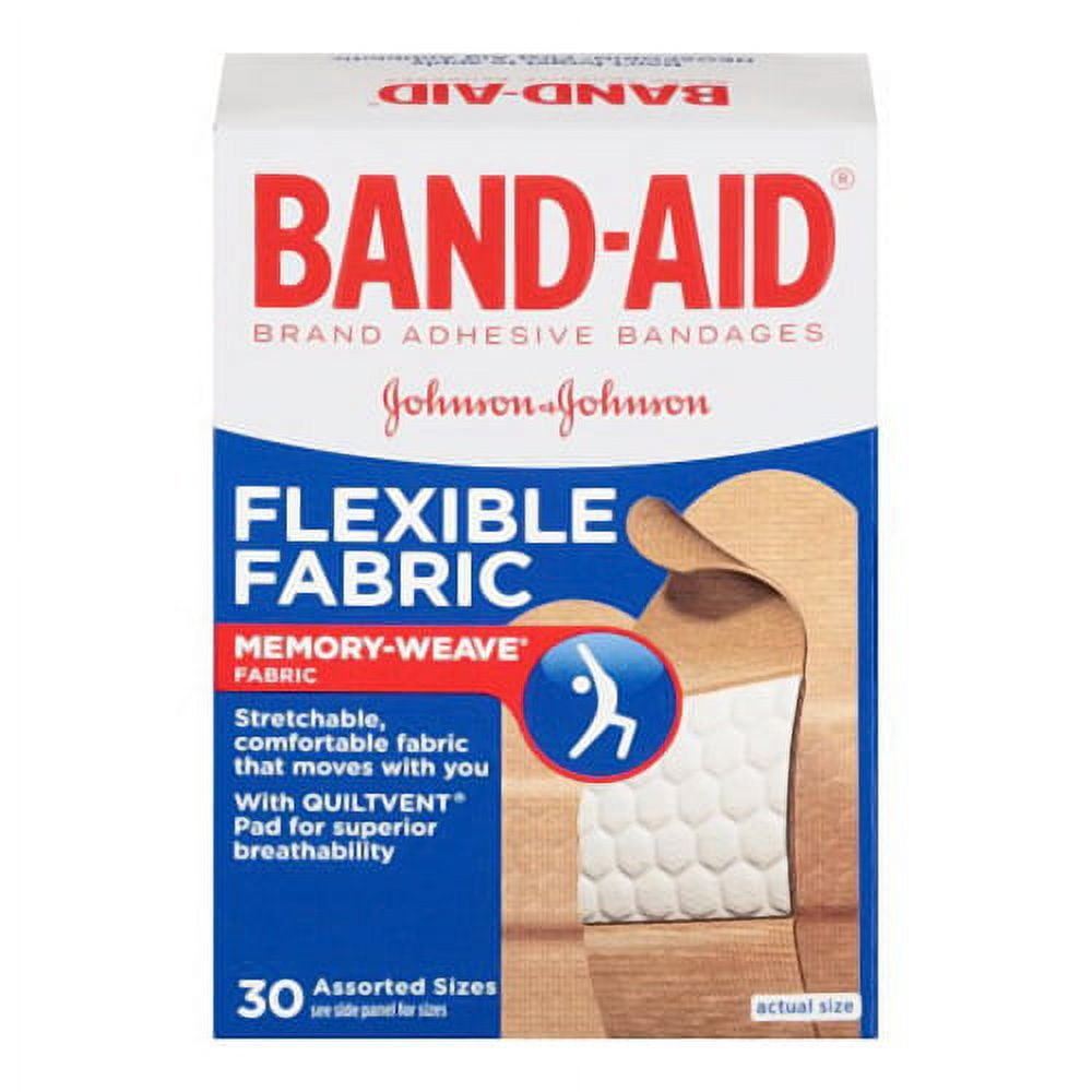 Band-Aid Flexible Fabric Adhesive Bandages, Assorted - 30 Ea, 3 Pack ...