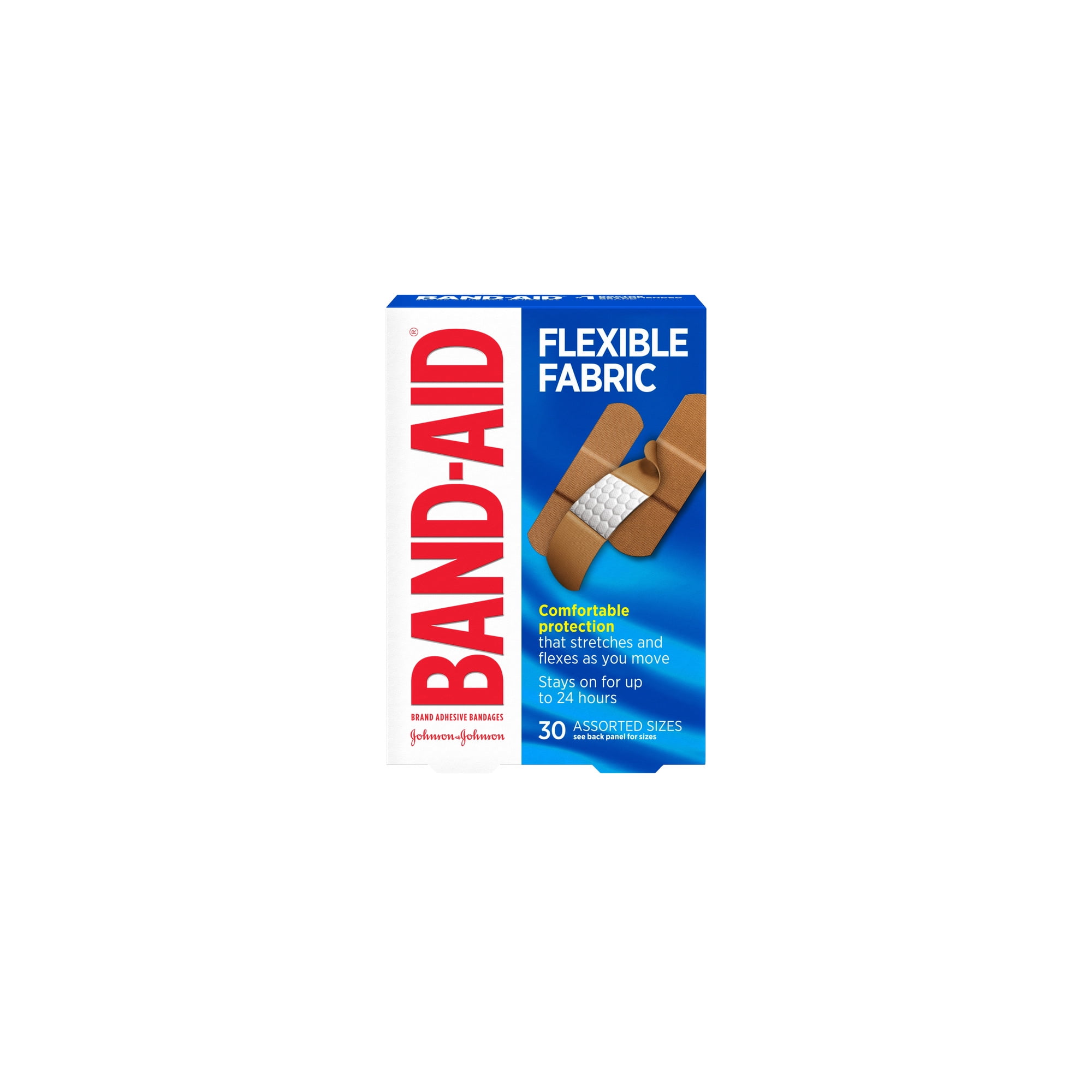 Band-Aid Flexible Fabric Adhesive Bandages, Assorted Sizes (Pack of 32 ...