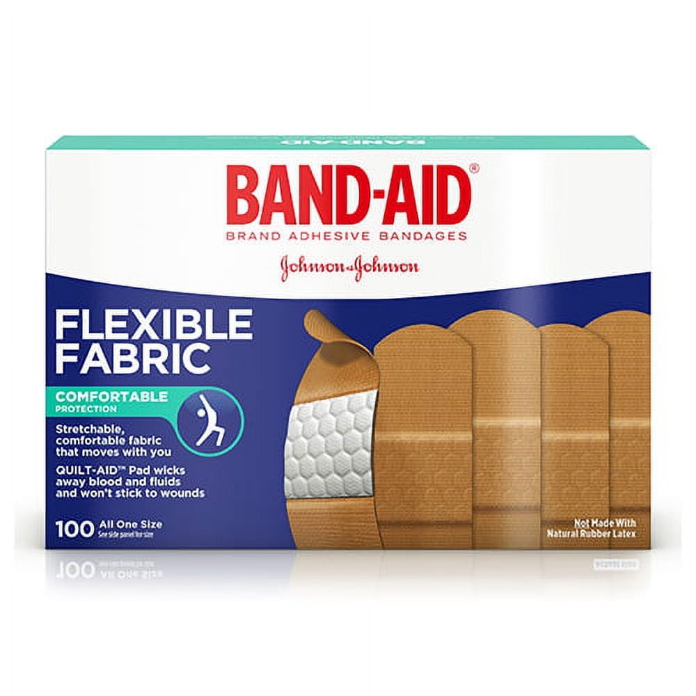 Band-Aid Flexible Fabric Adhesive Bandages, 1 Inch, Pack of 100 ...