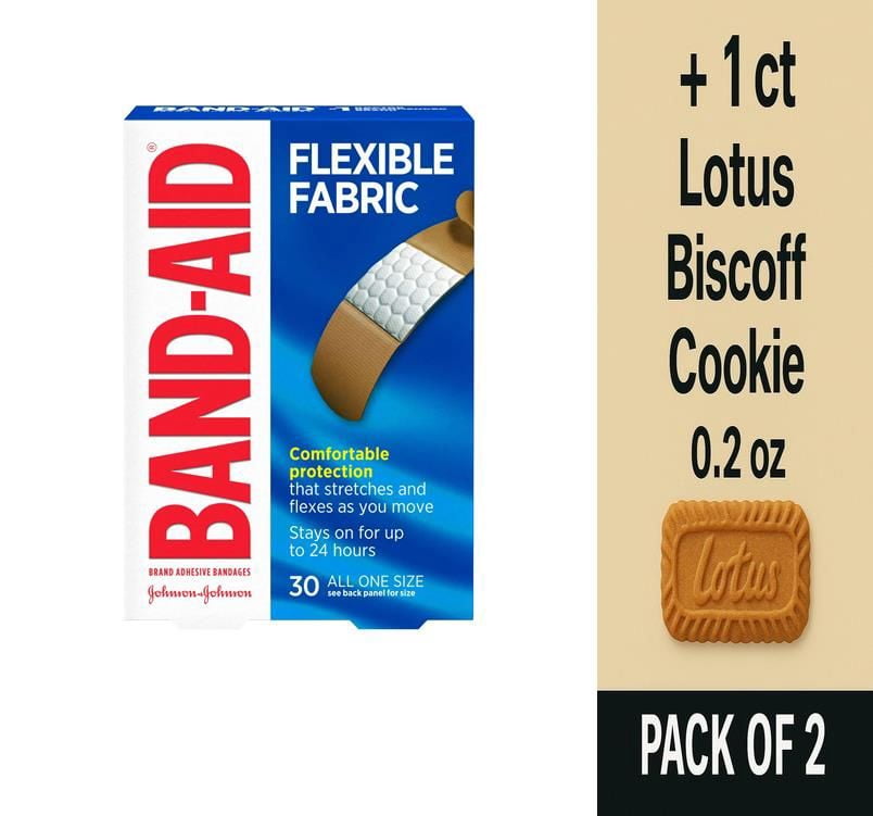 Band-Aid Flexible Fabric Bandages - 30 ct - Pack of 2 & Lotus Biscoff ...