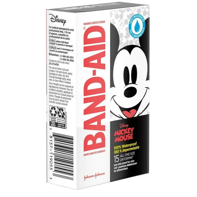 Band-Aid Kid Design (Mickey Mouse) Adhesive Strip, 3/4 x 2-1/3 Inch (CT ...