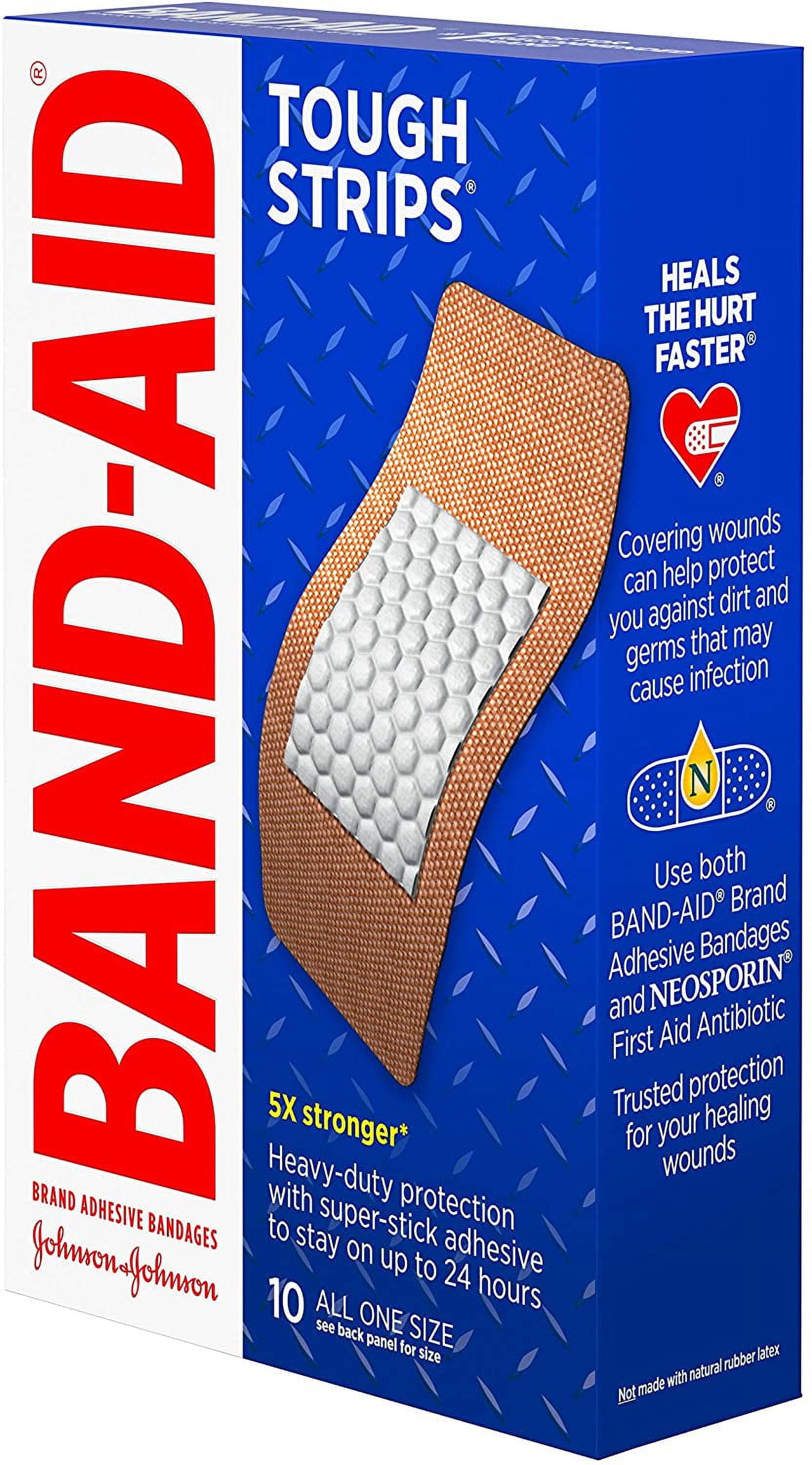 Band-Aid Water Block Tough-Strips, Waterproof Elastic Bandages XL, 10 ...