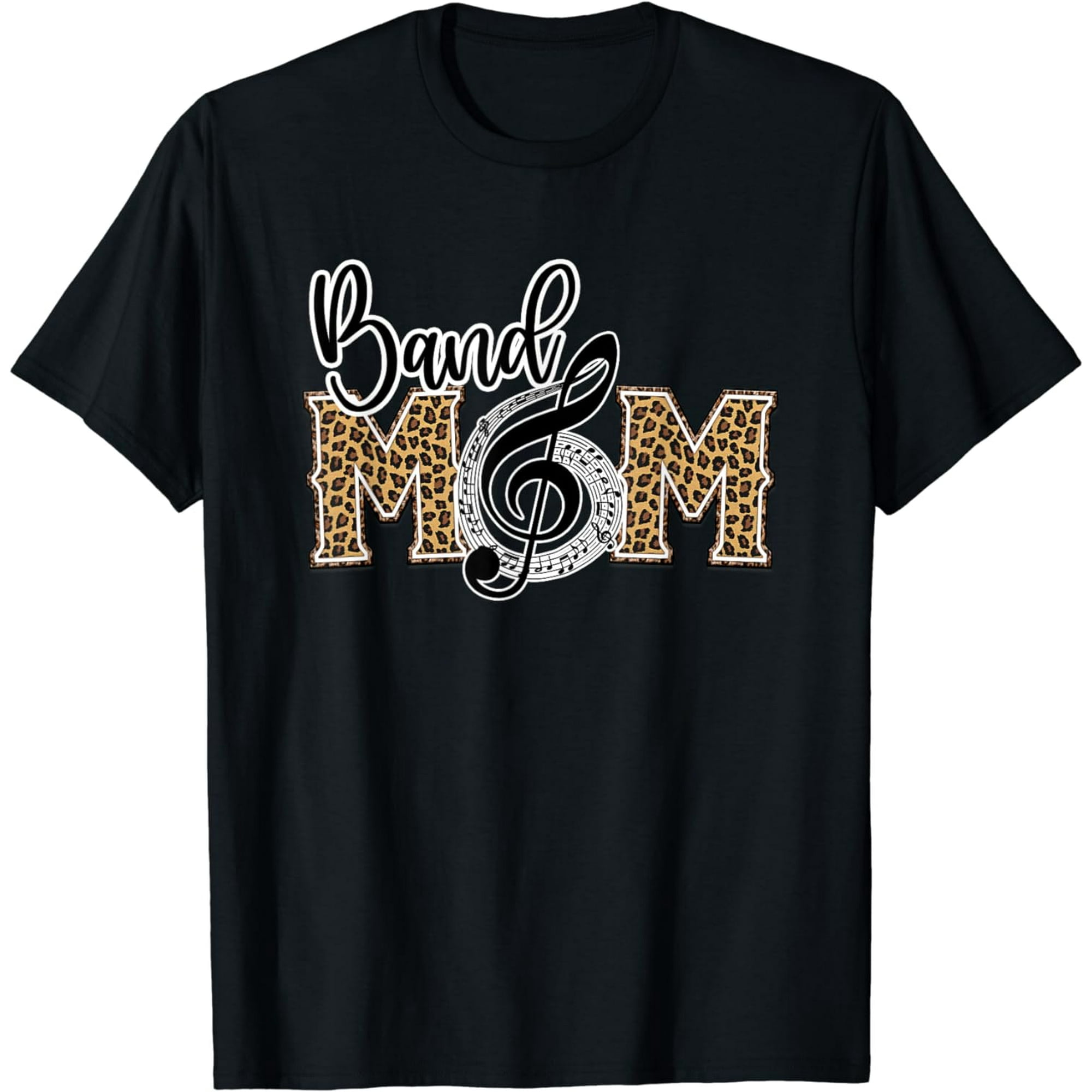 Band Mom Leopard Print Proud Band Mom Musical Marching Band T-Shirt ...