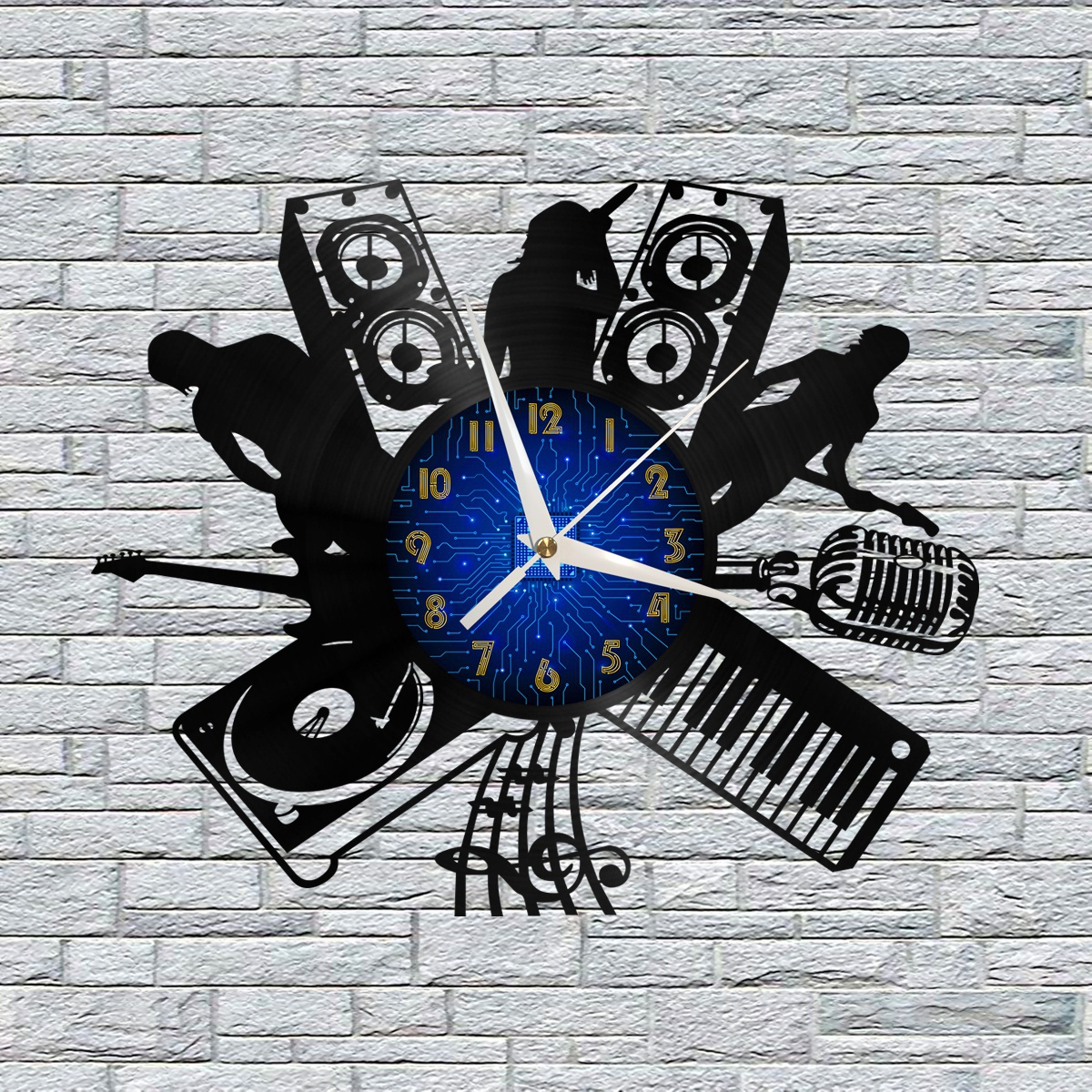 Band Music Playing Vinyl Wall Clock, Vinyl Record Clock Wall Art Silent ...