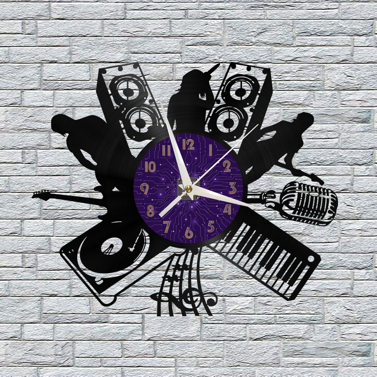 Band Music Playing Vinyl Wall Clock, Vinyl Record Clock Wall Art Silent ...