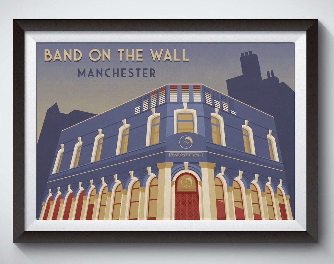 Band On The Wall Poster, Manchester Travel Print, Music Venue, Art Deco ...