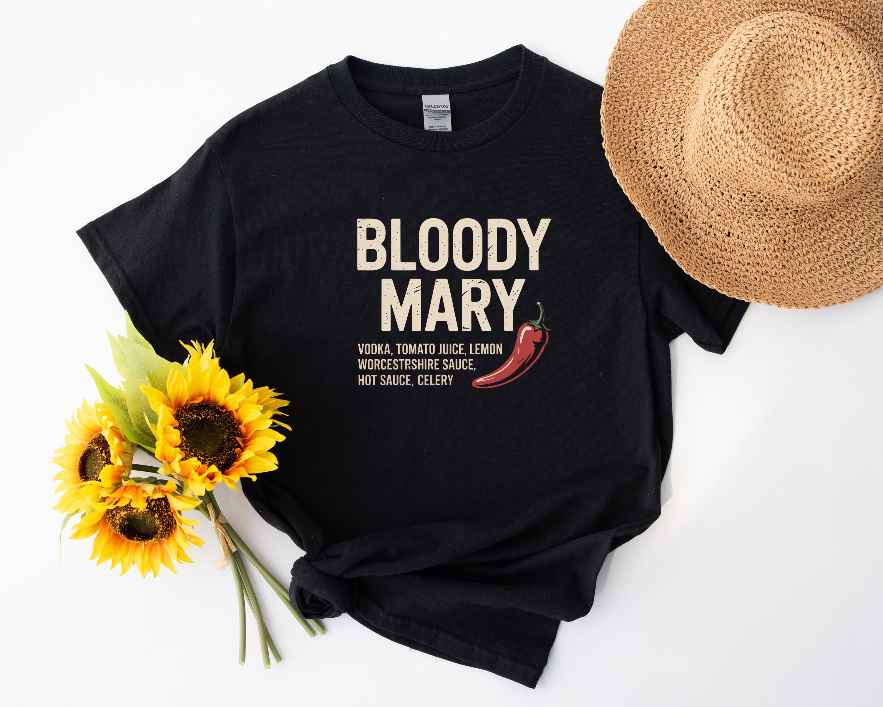 BandRole Bloody Mary Recipe T-Shirt: Vintage Cocktail Graphic Tee ...