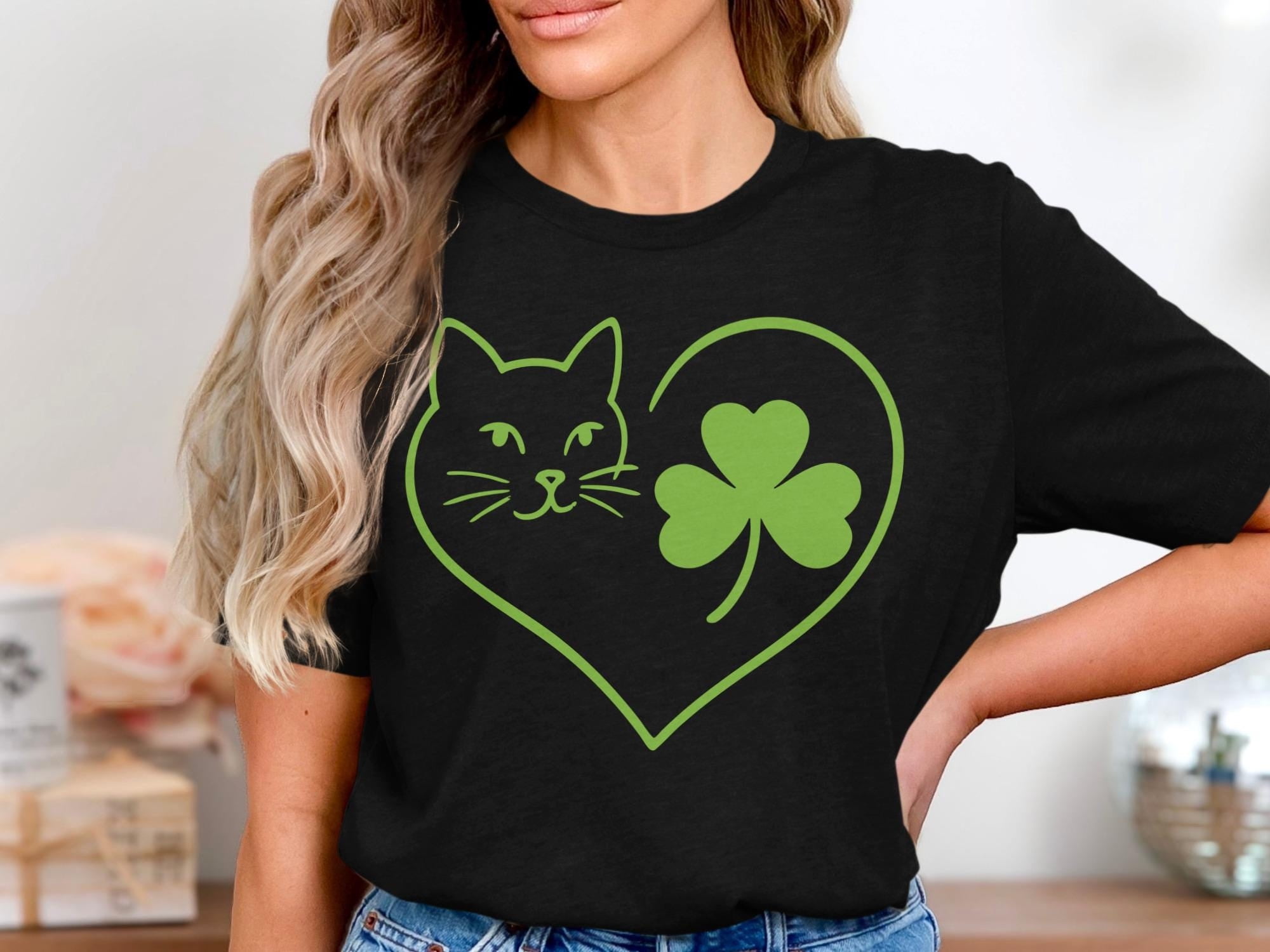 BandRole Cat Shamrock Shirt, St Patricks Day Cat Shirt, Irish Lucky Cat ...