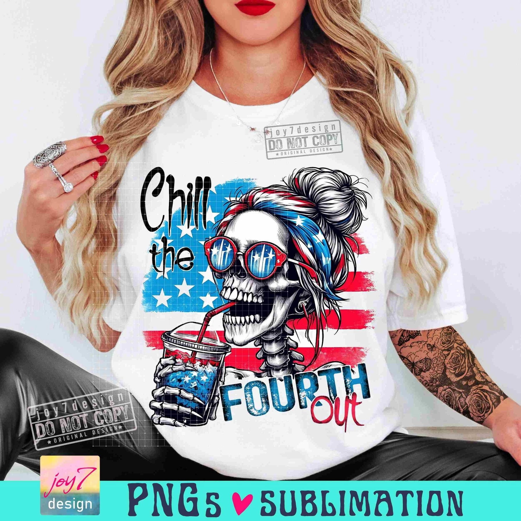 BandRole Chill the Fourth Out PNG – Funny Retro 4th of July Skeleton ...