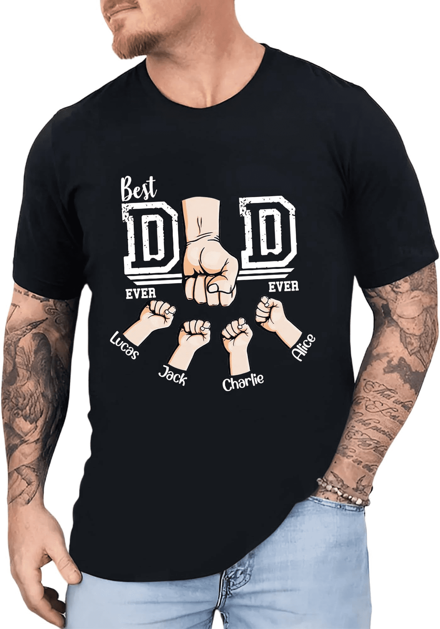 BandRole Custom Dad Shirt With Kids Names, Personalized Fathers Day ...