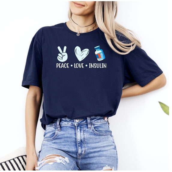 BandRole Diabetes Awareness Shirt, Peace Love Insulin T-Shirt, Gift For ...