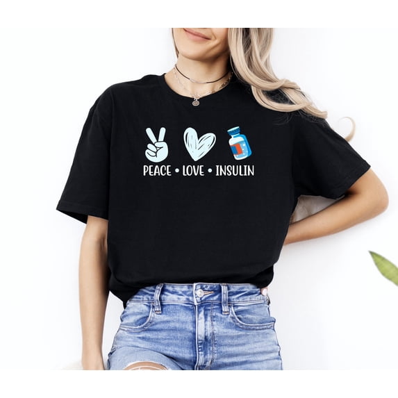 BandRole Diabetes Awareness Shirt, Peace Love Insulin T-Shirt, Gift For ...