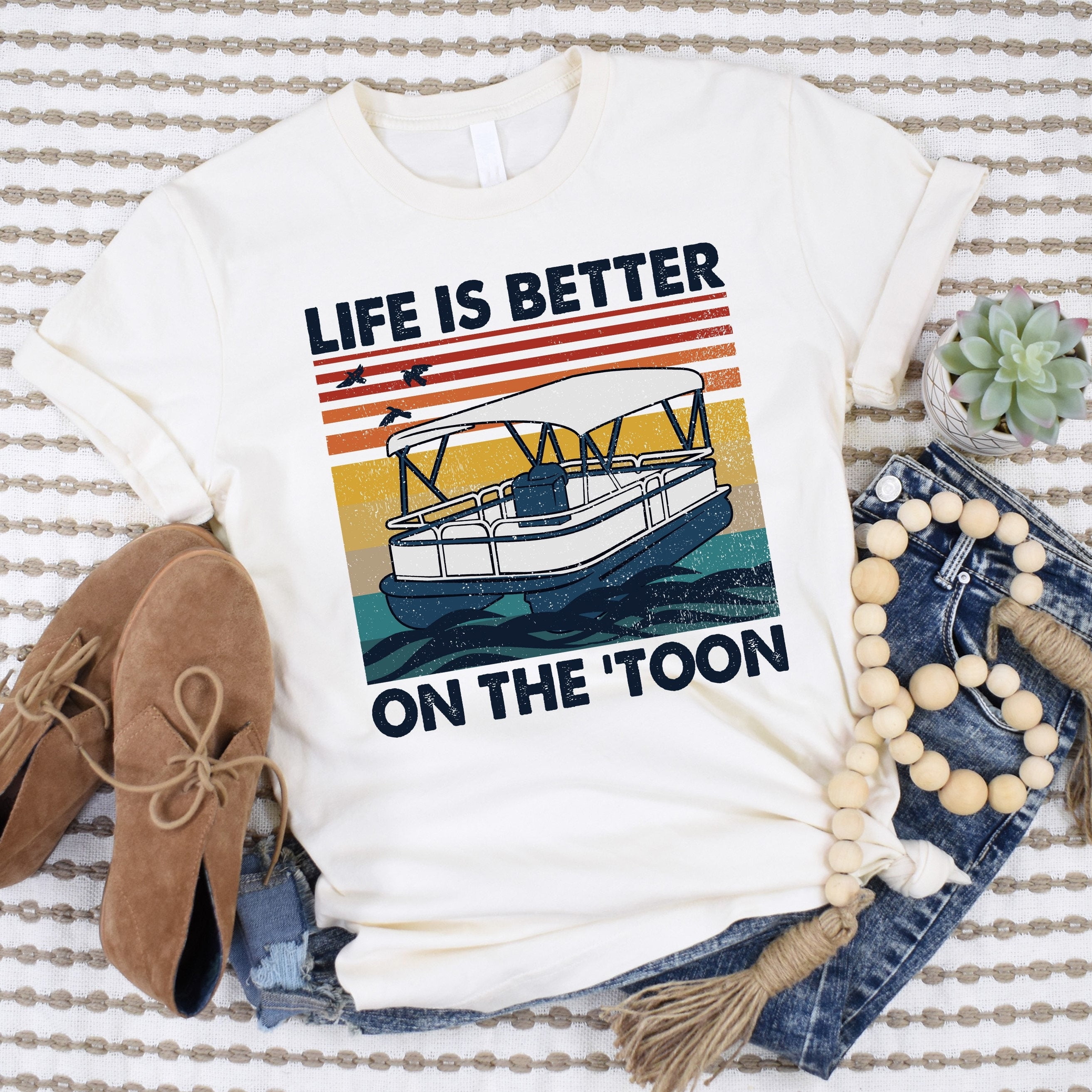 BandRole Life Is Better On The Toon Shirt, Funny Vintage Pontoon Boat ...