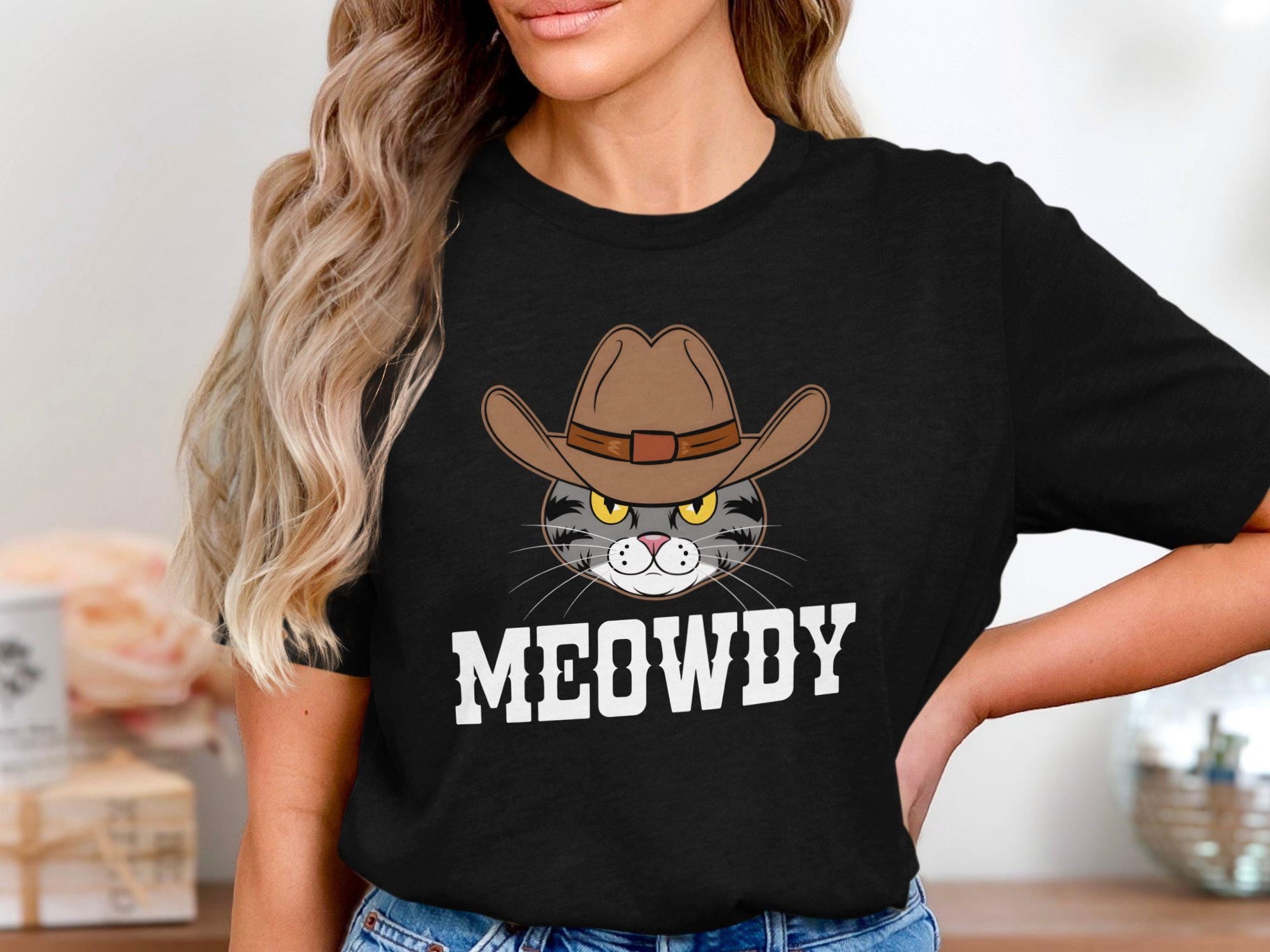 BandRole Meowdy Cat Cowboy Shirt, Western Cat T-Shirt, Cute Kitty in ...