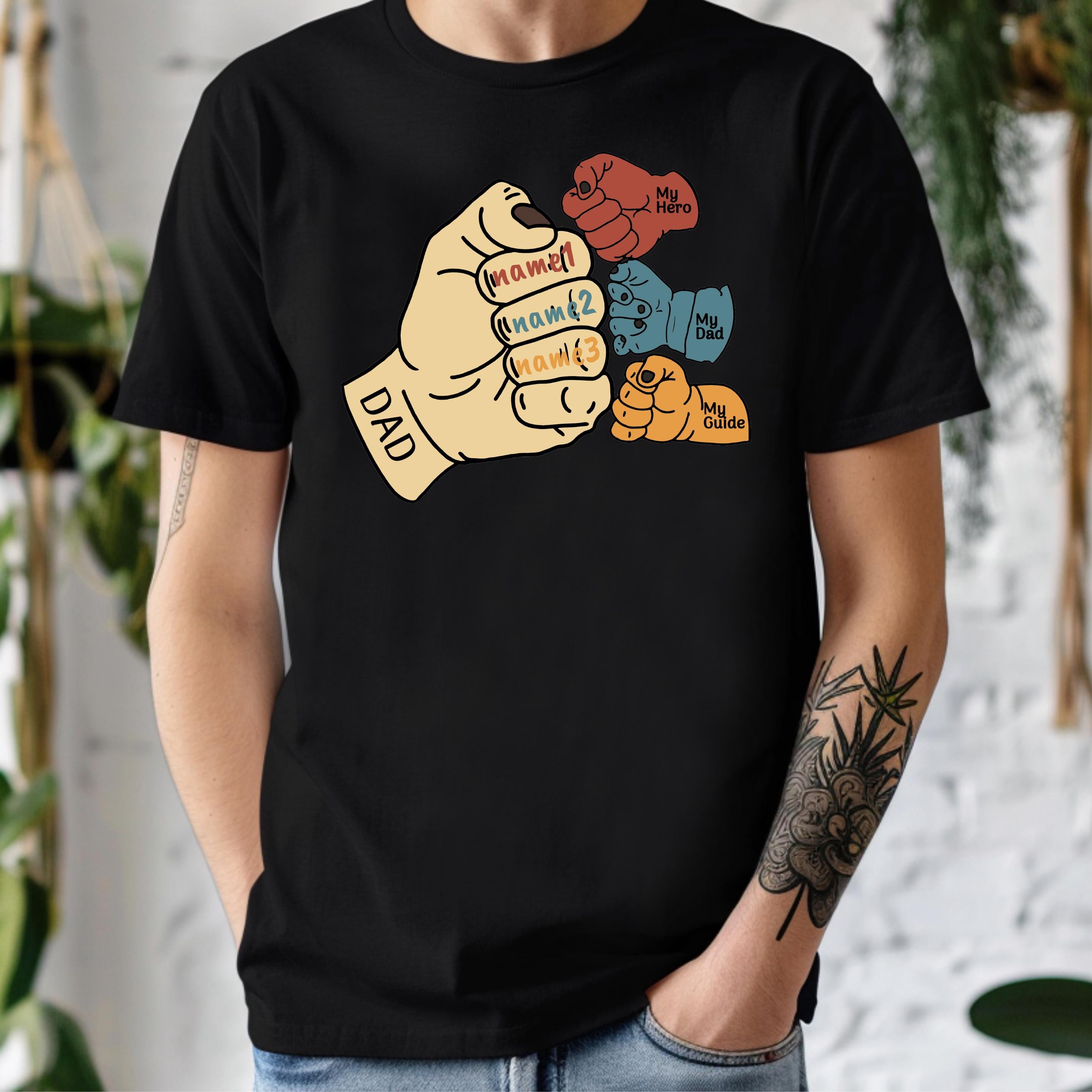 BandRole Personalized Dad Shirt with Names, Custom Father’s Day Fist ...