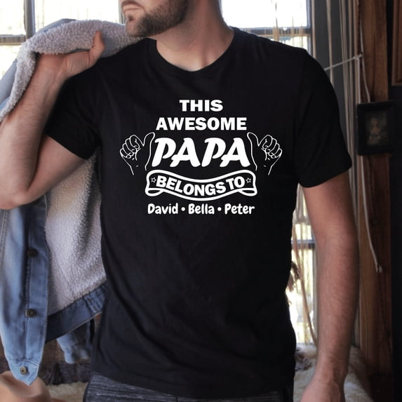 BandRole Personalized Dad T-Shirt, Fathers Day Tee, Papa Shirt, Custom ...